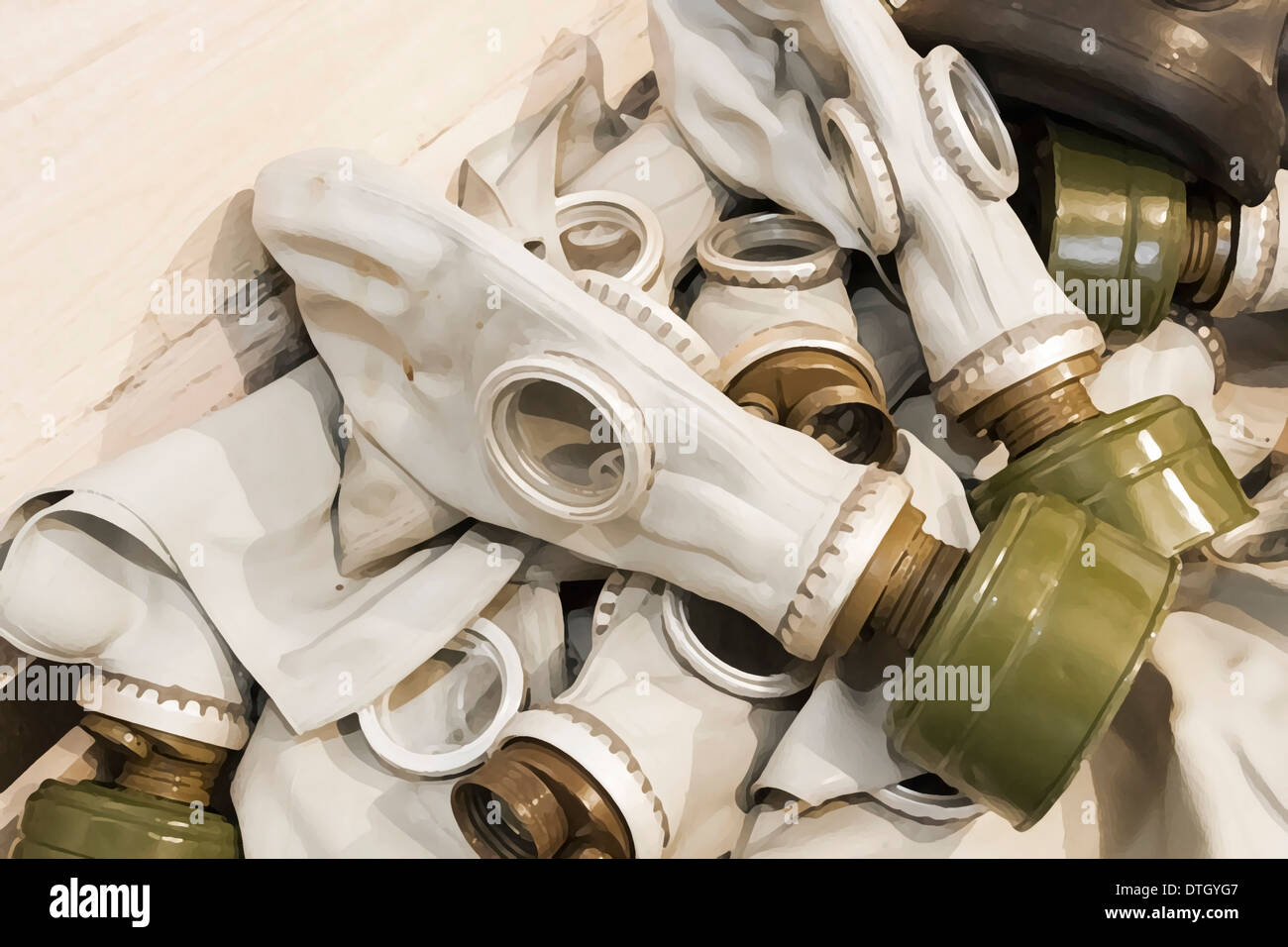 Picture of gas masks with water color effect Stock Photo - Alamy