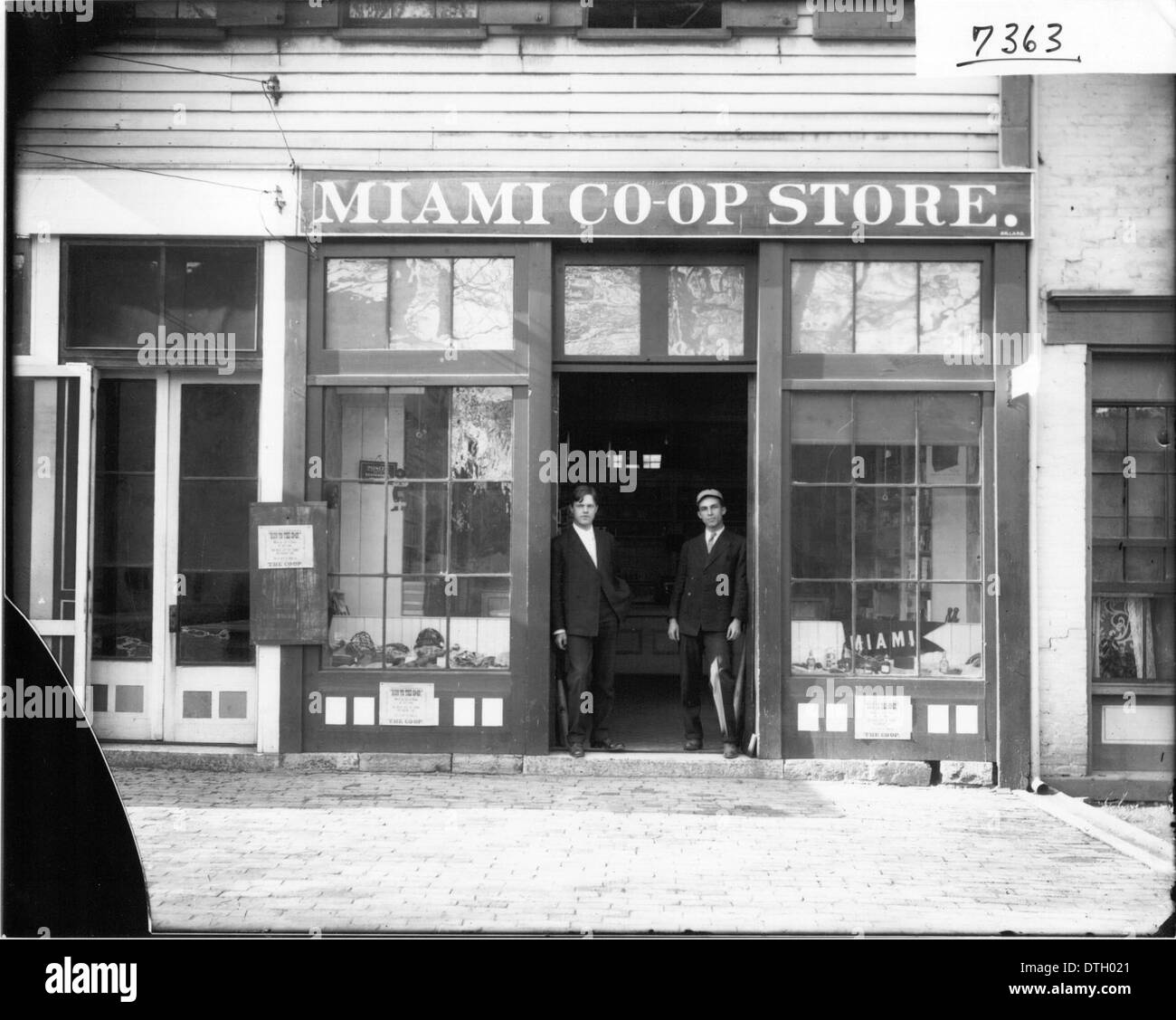 This photograph depicts the Miami Co-op Store in 1906, capturing the ...