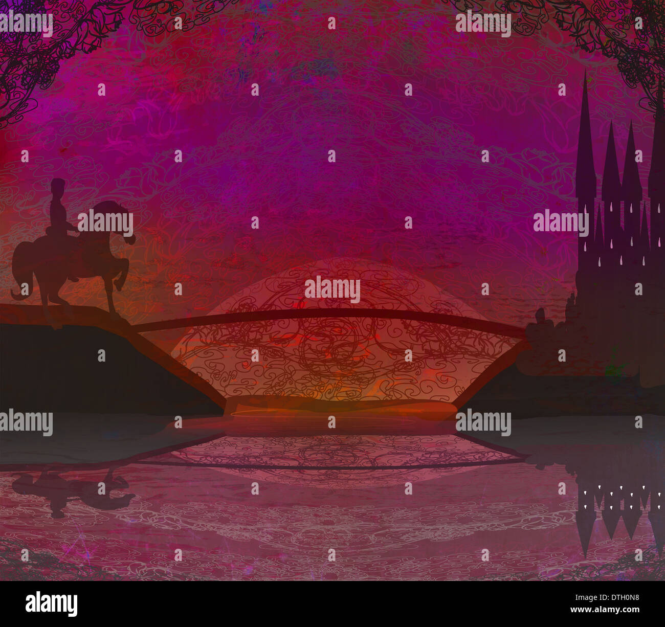 Prince riding a horse to the castle Stock Photo - Alamy