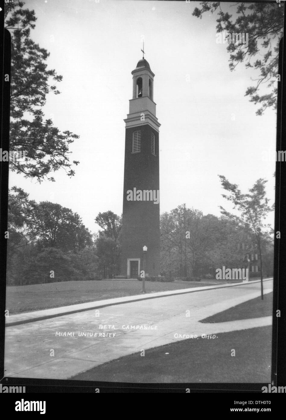 This postcard photograph features the Beta Bell Tower at Miami ...