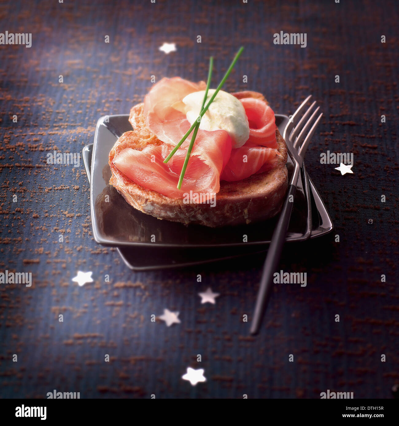 French toast with smoked salmon Stock Photo - Alamy