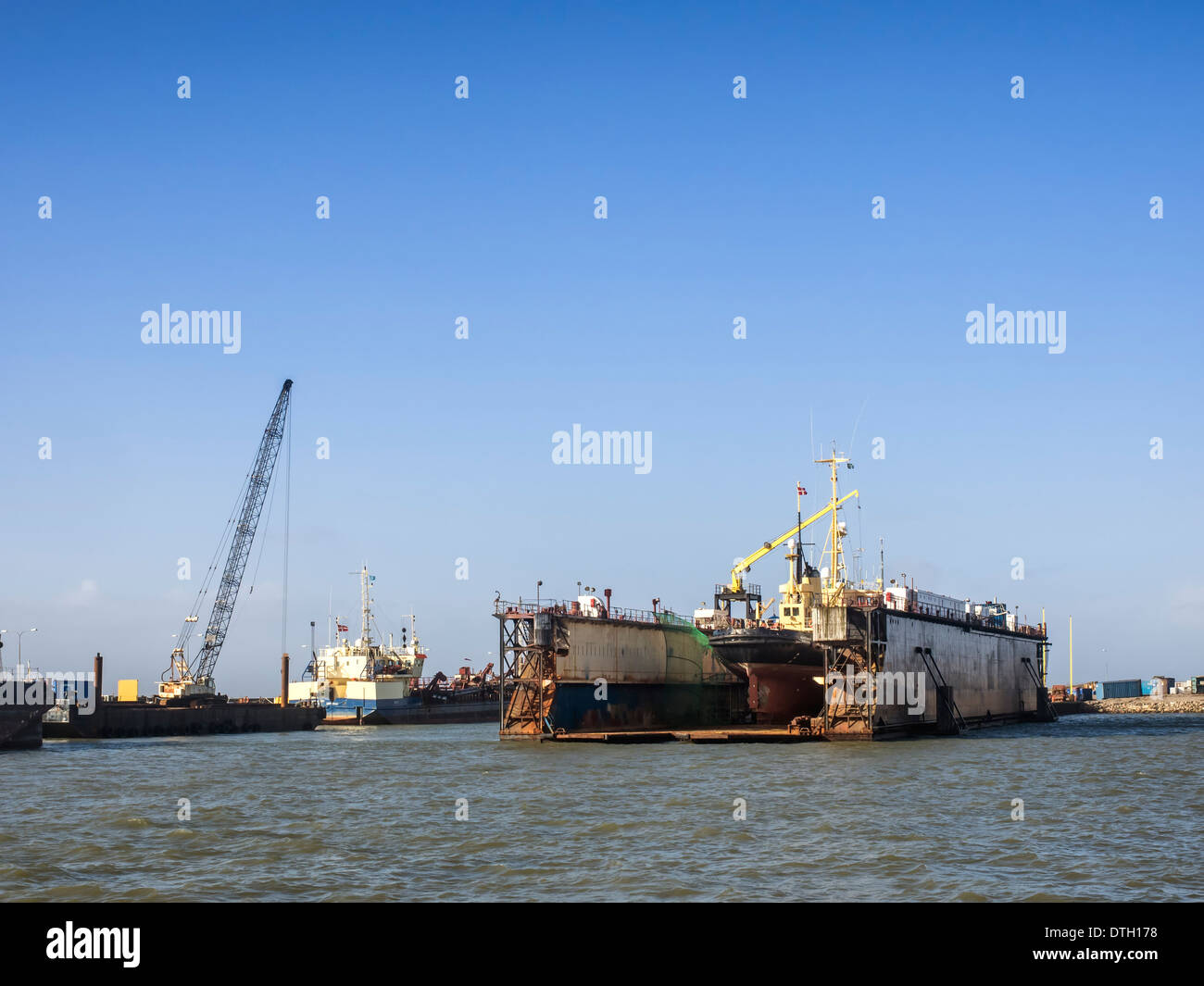 Shipyard dock in Esbjerg oil harbor, Denmark Stock Photo - Alamy