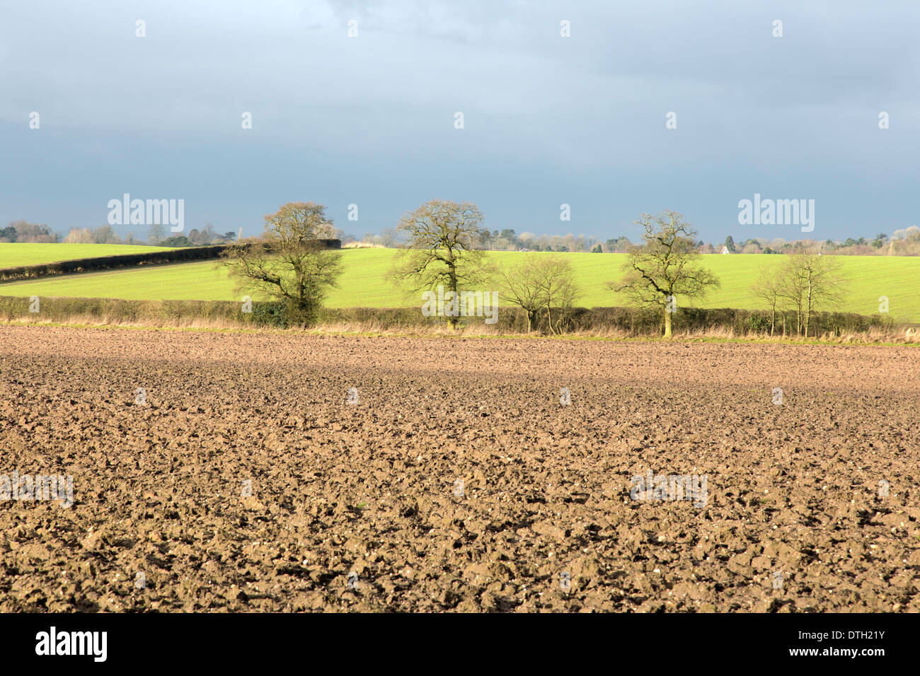 Waterlogged farmland after heavy rainfall, Worcestershire, England, UK ...