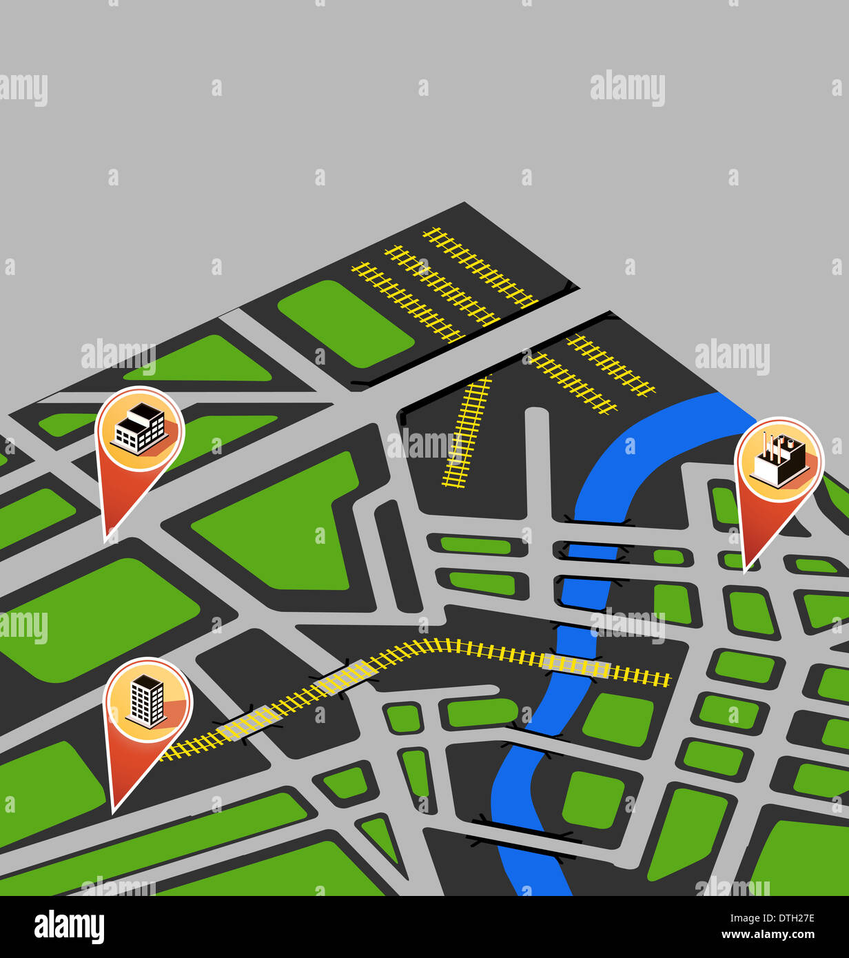 Isometric map of city Stock Photo - Alamy