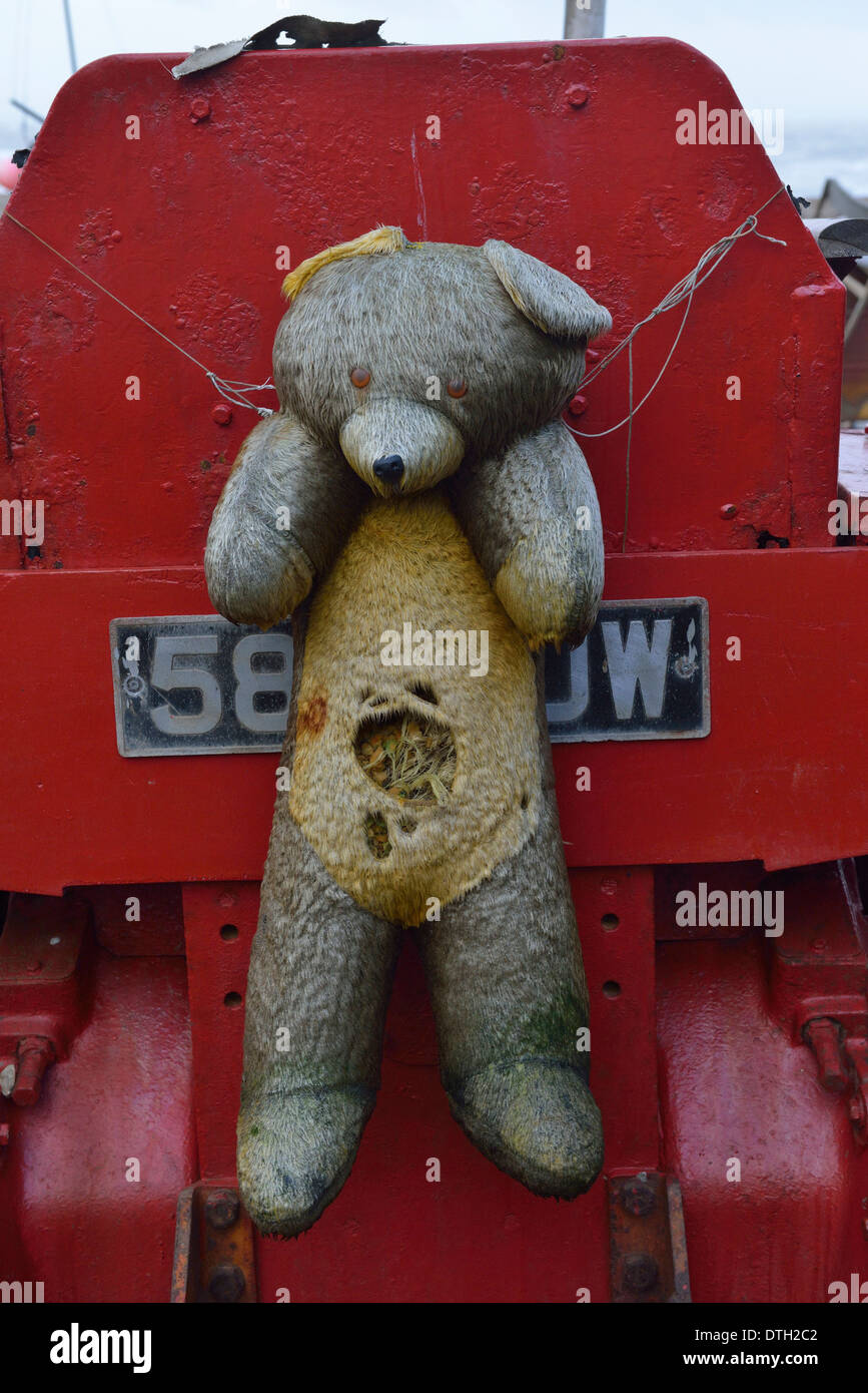 Bulldozer teddy bear mascot. Hastings stade fishing beach. UK Stock ...