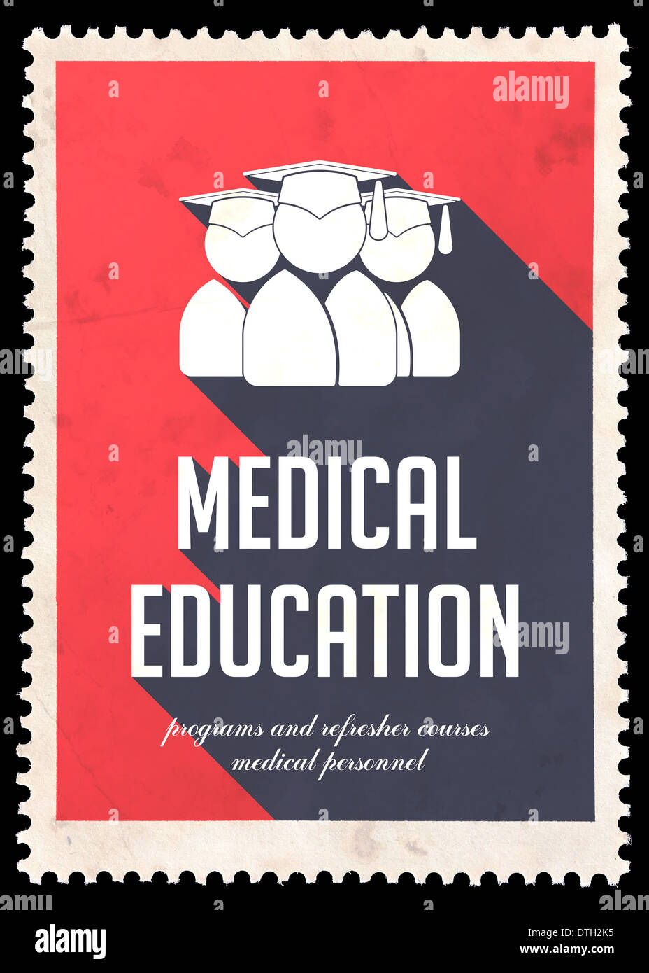 Medical Education on Red in Flat Design Stock Photo - Alamy