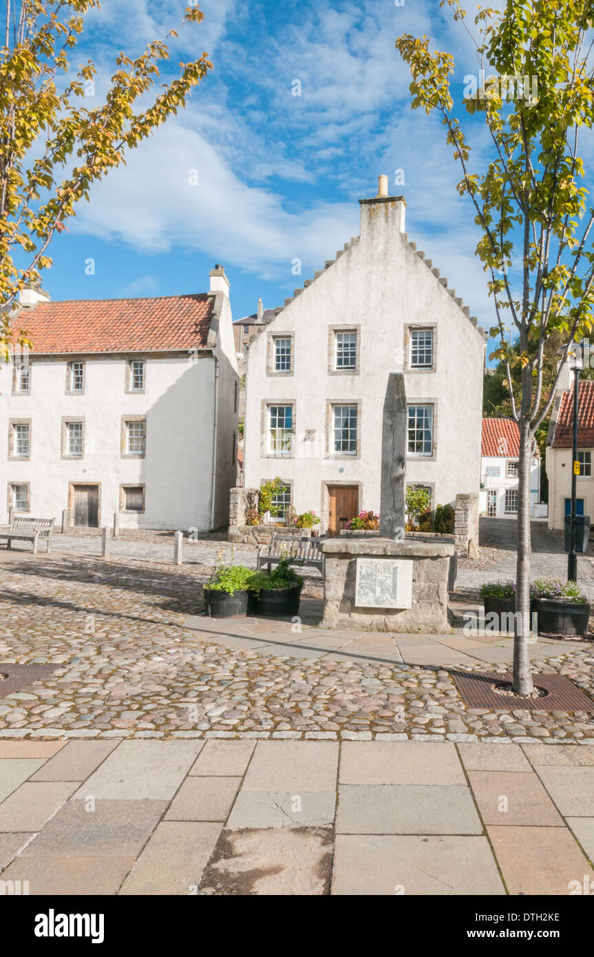 Culross Village Centre with old restored houses Fife Scotland Stock ...