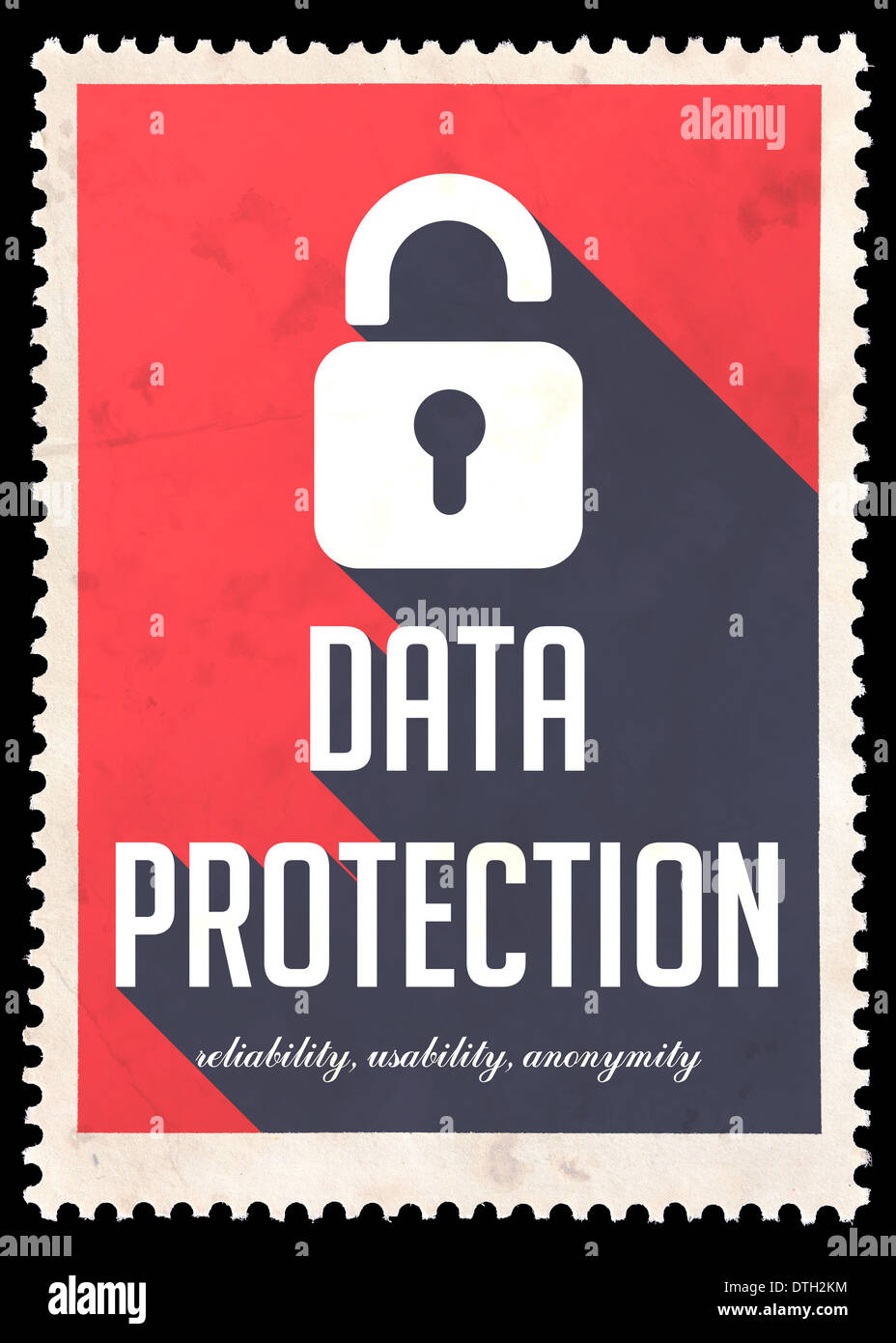 Data Protection on Red in Flat Design Stock Photo - Alamy