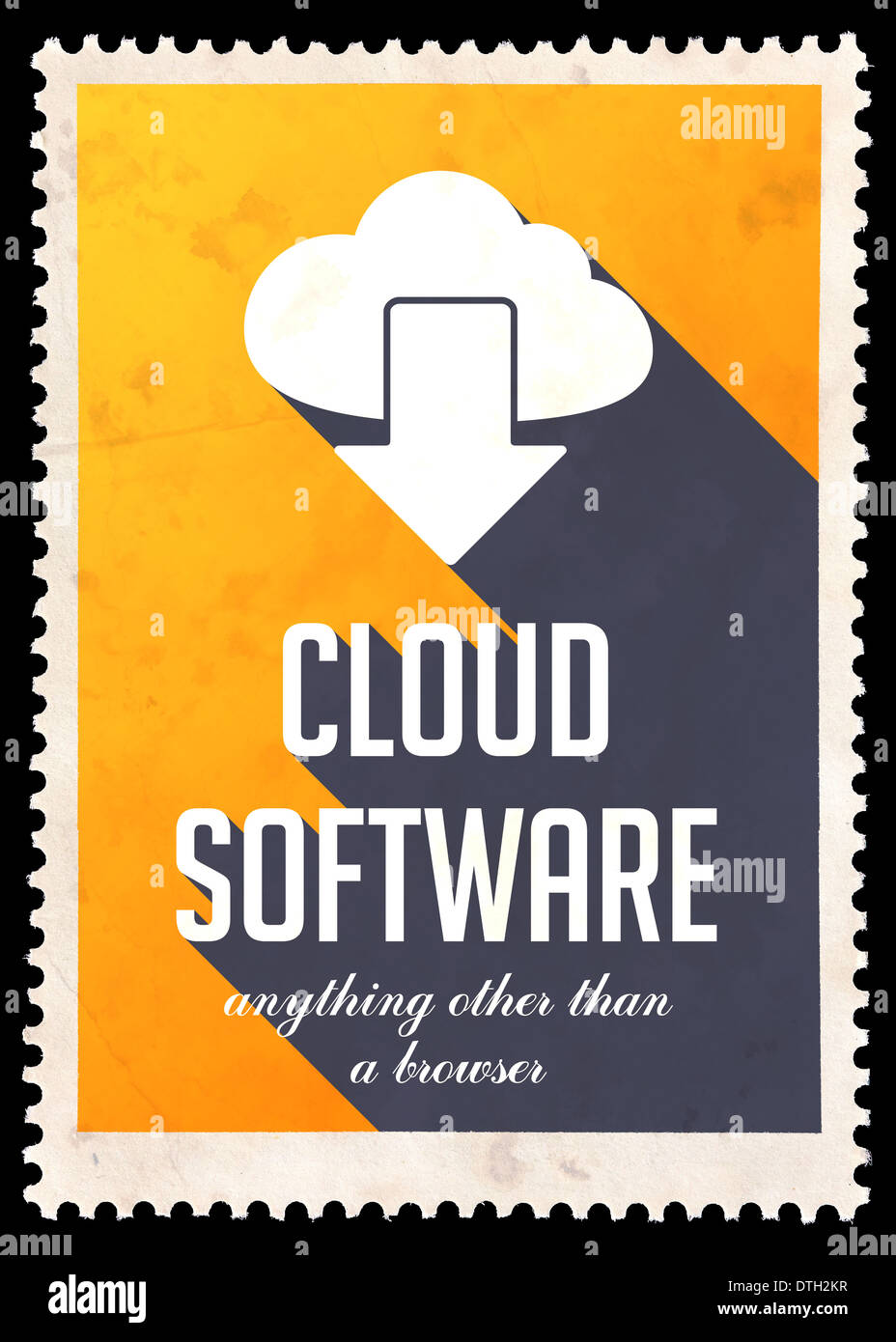Cloud Software on Yellow in Flat Design Stock Photo - Alamy
