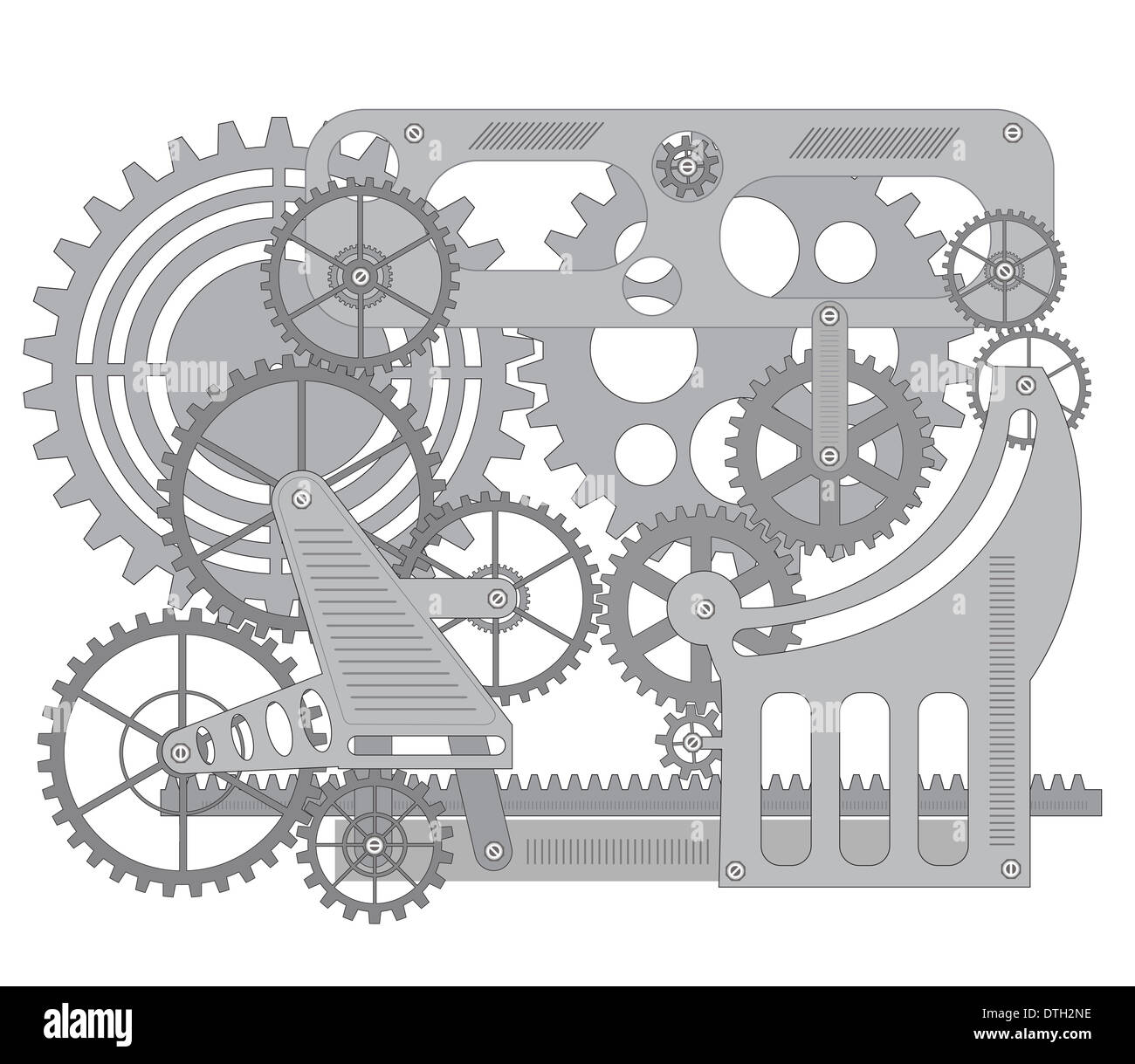 Elements of mechanism on a black background Stock Photo - Alamy