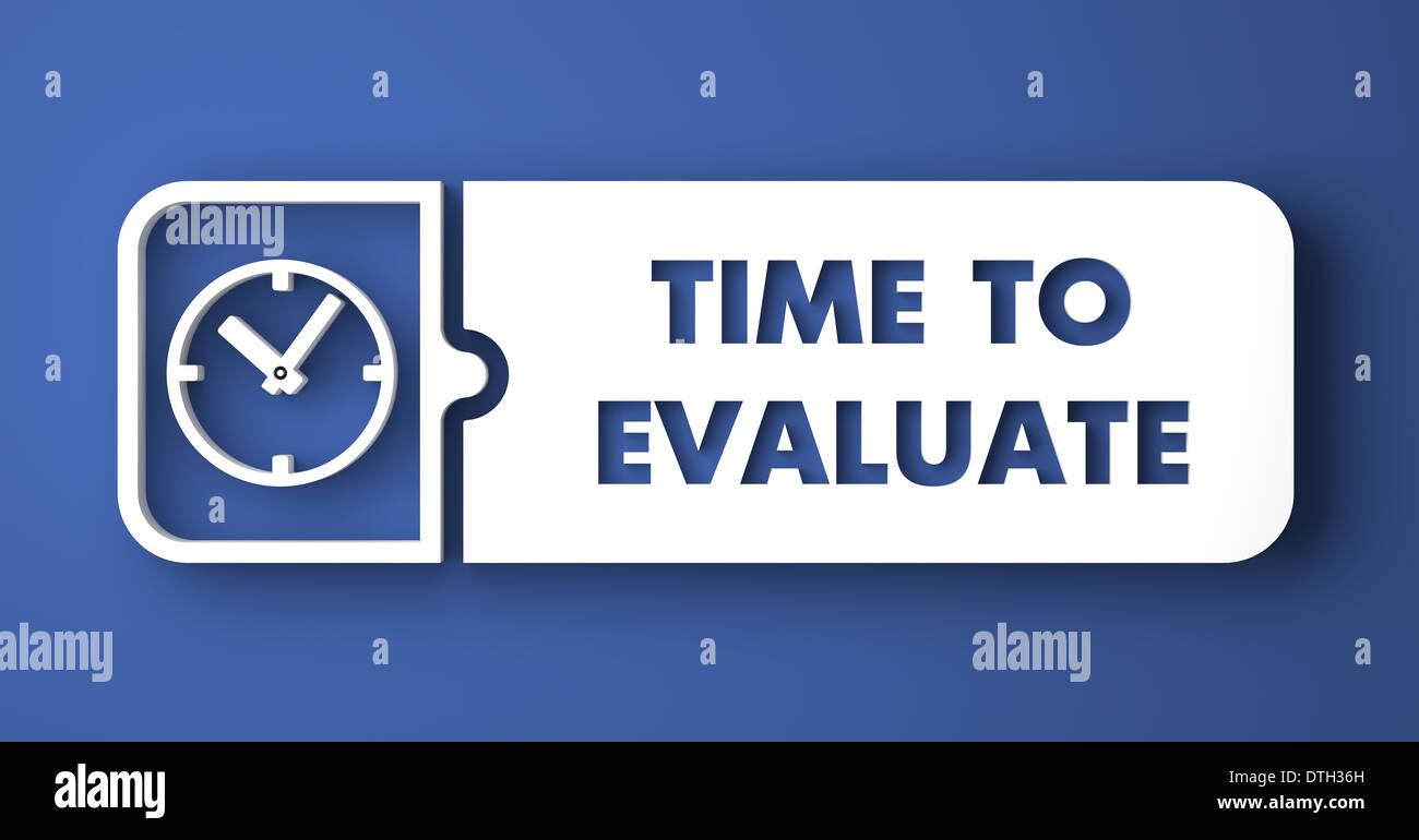 Time to Evaluate on Blue in Flat Design Style Stock Photo - Alamy