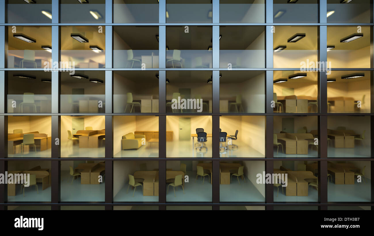 Inside modern office building at night Stock Photo - Alamy