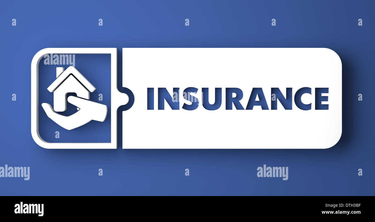 Insurance Concept on Blue in Flat Design Style Stock Photo - Alamy