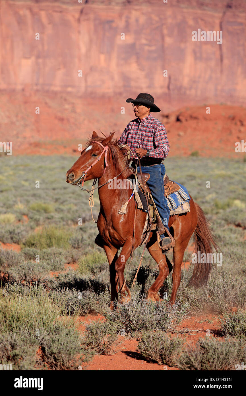 Navajo Cowboy, Mustang, native american, Monument Valley, Utah, USA ...