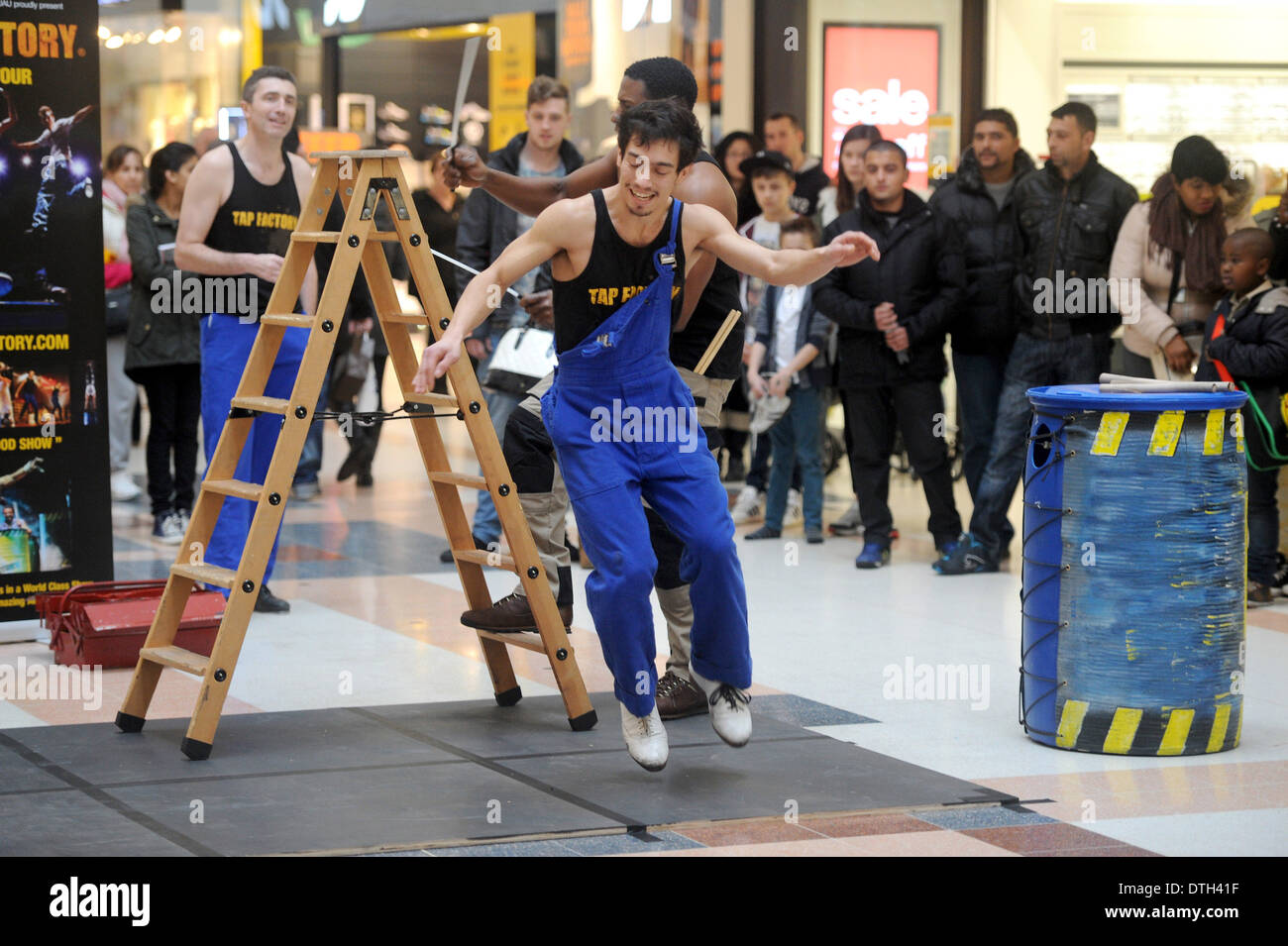 Cast from the hit show Tap Factory entertain shoppers in the County ...