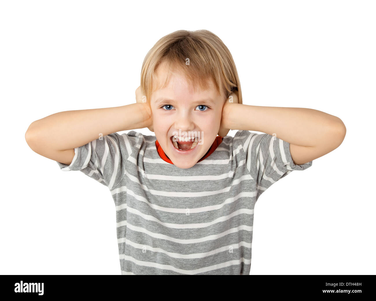 girl closing her ears and screaming Stock Photo - Alamy