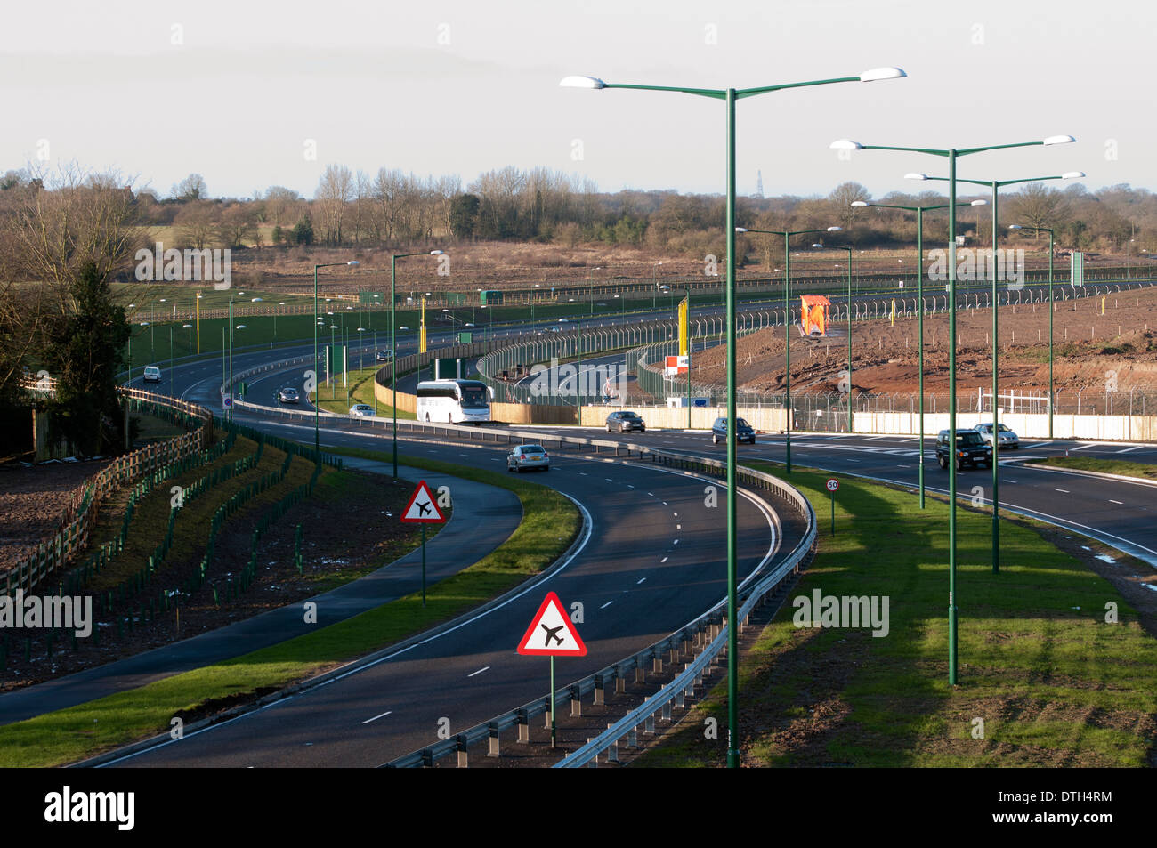 Birmingham Airport runway extension, diverted A45 road Stock Photo - Alamy