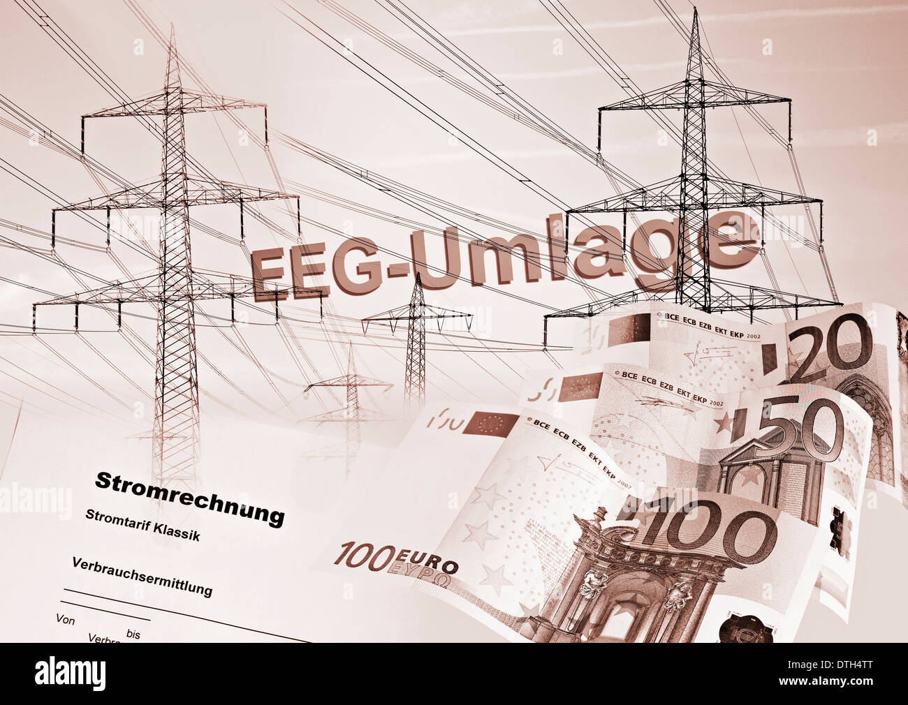Photo illustration about rising electricity costs by the EEG levy Stock ...