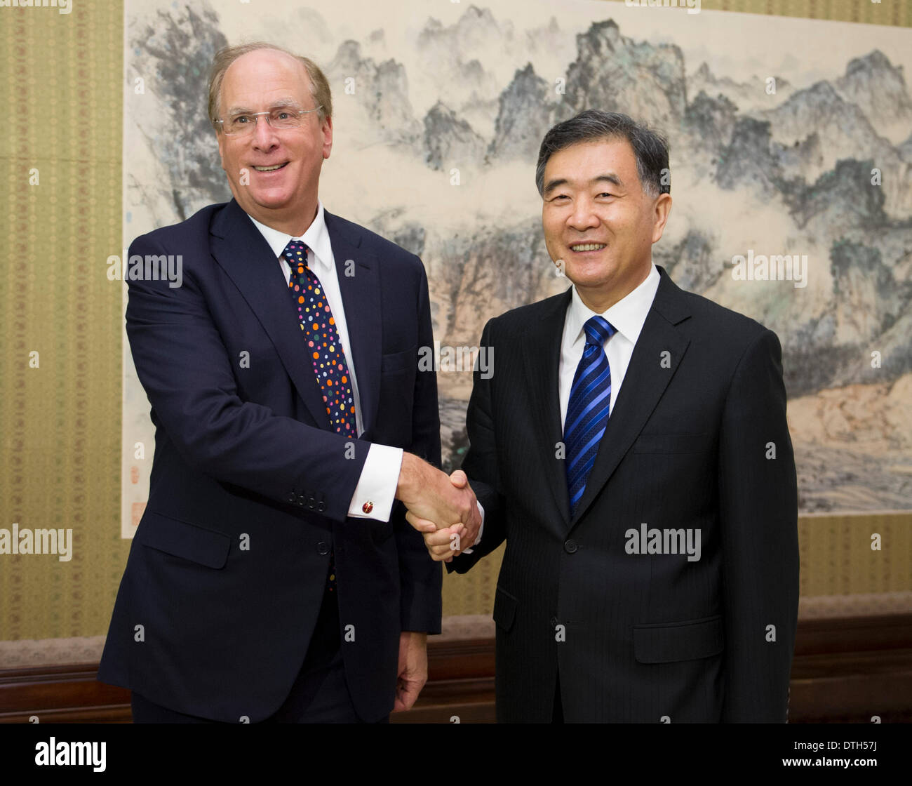 Beijing, China. 18th Feb, 2014. Chinese Vice Premier Wang Yang (R ...