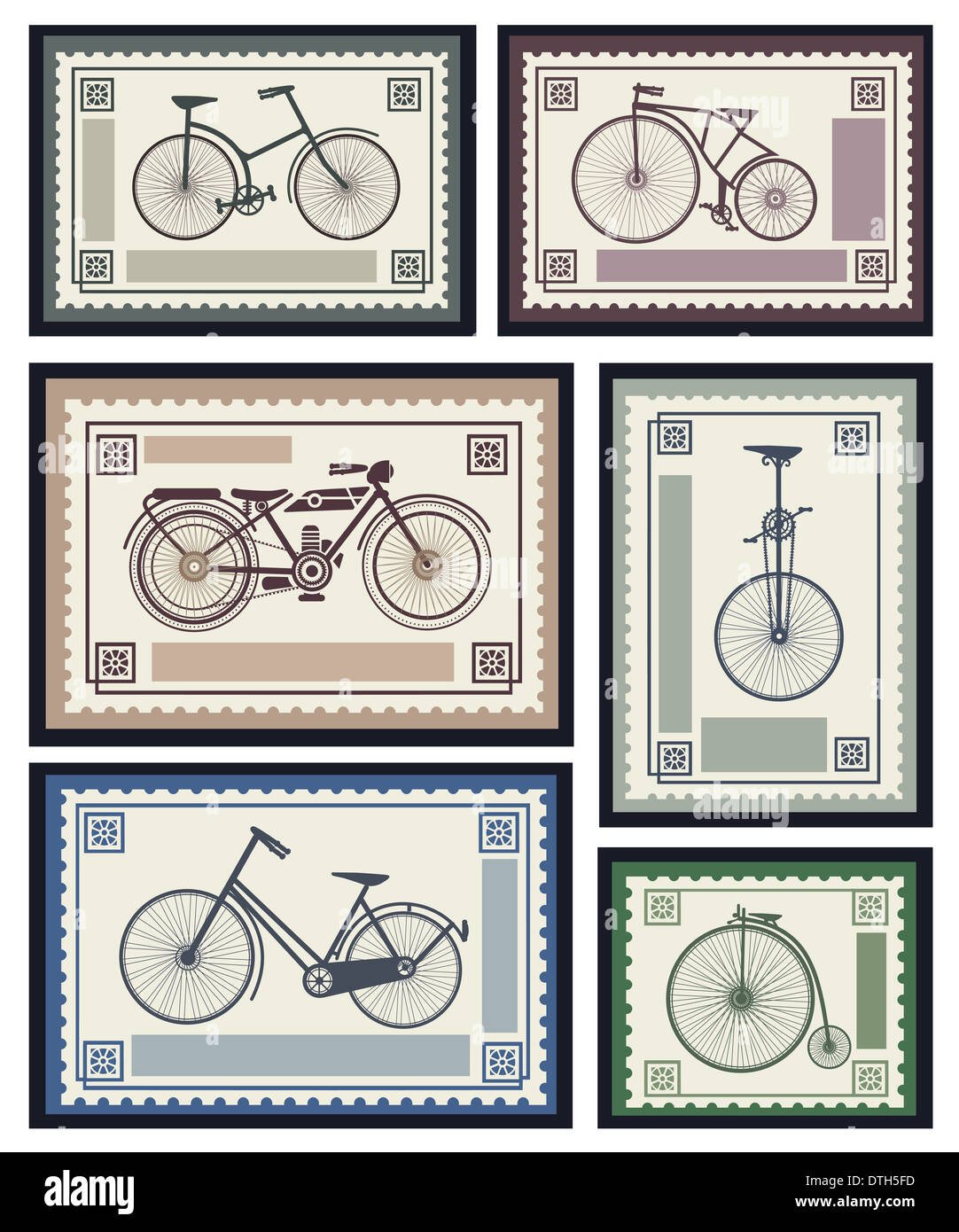 set of postage stamps in the transport theme Stock Photo - Alamy