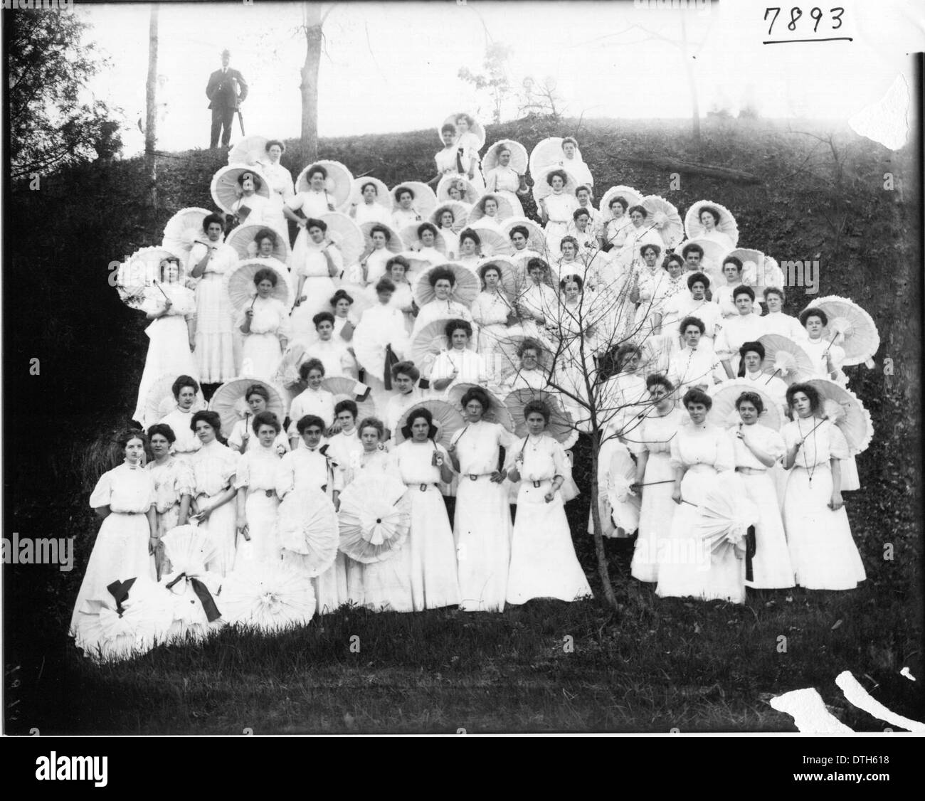 This historic photograph shows a group of women in costume at Western ...