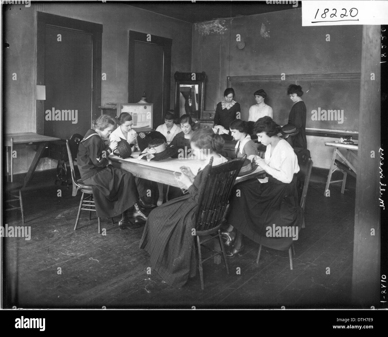 A photograph from 1919 shows a millinery class at Oxford College, where ...