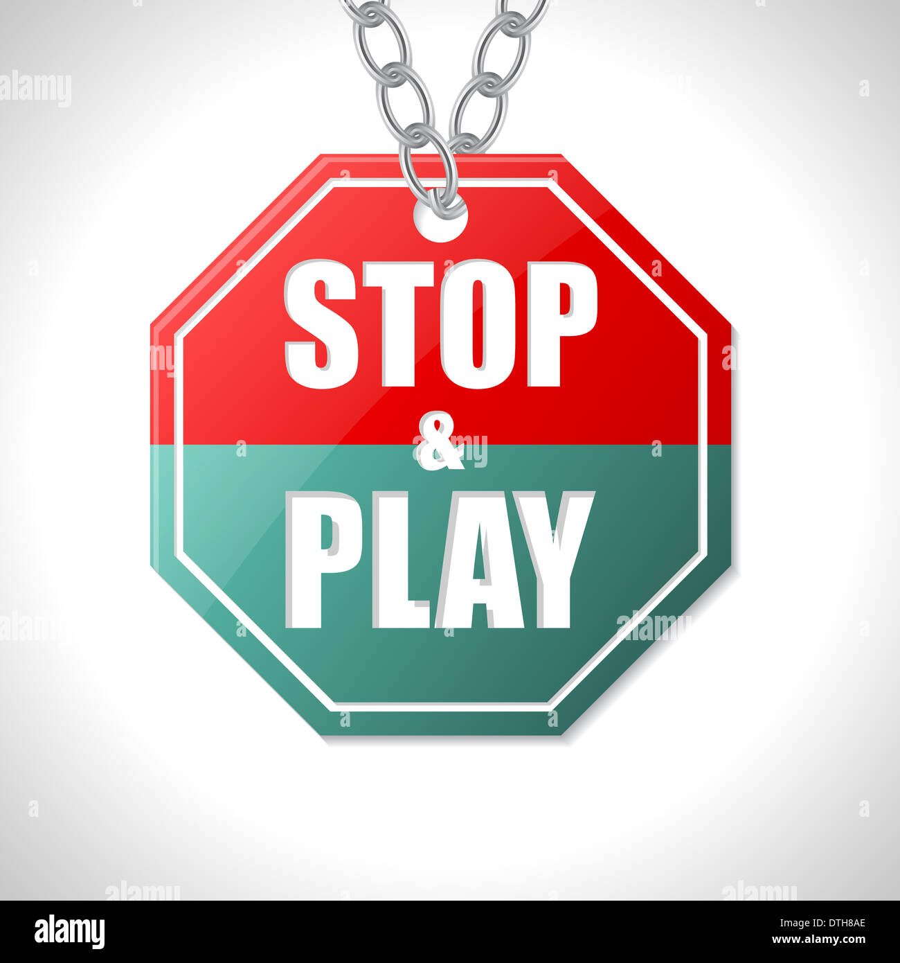 Stop and play bicolor traffic sign on white Stock Photo - Alamy