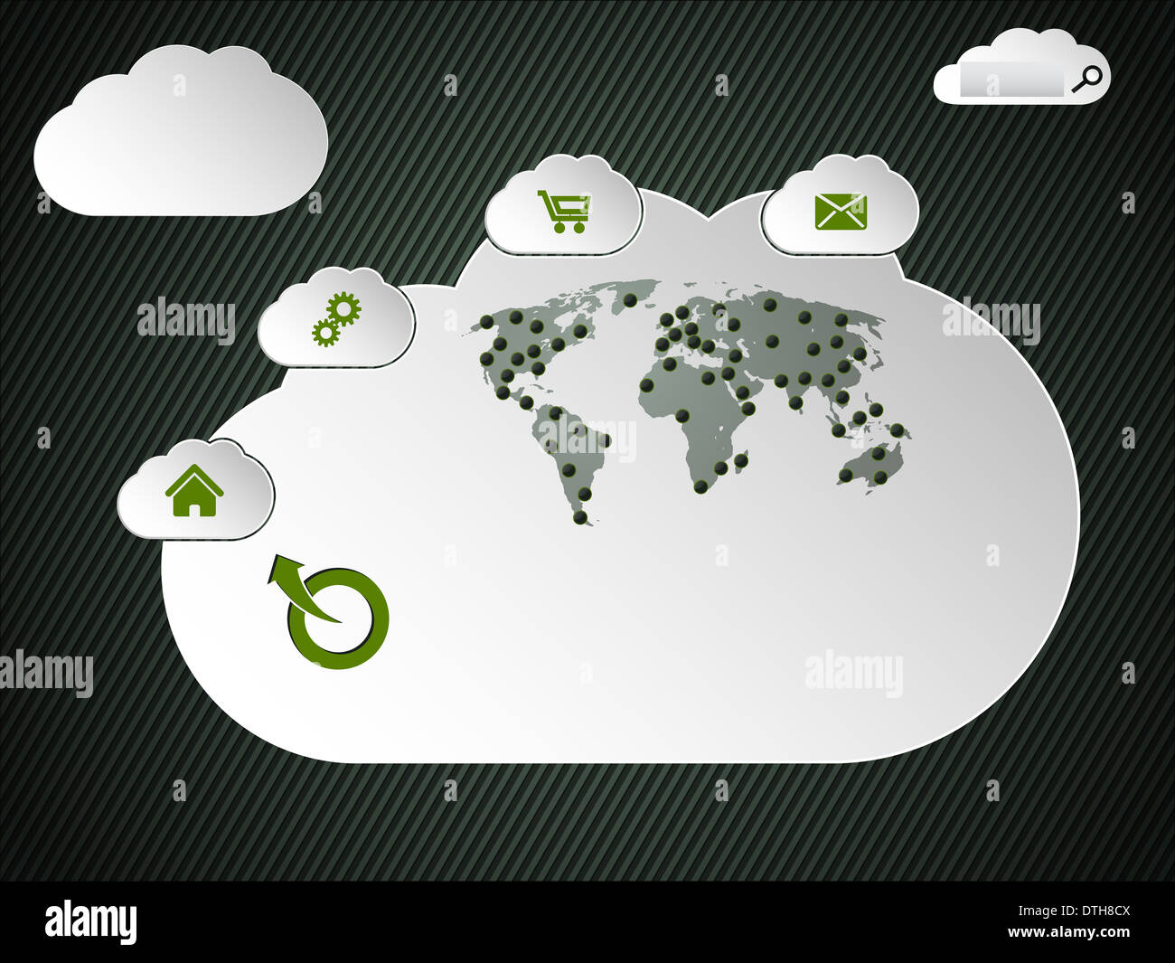Cloud networking inspired website template design with world map Stock ...
