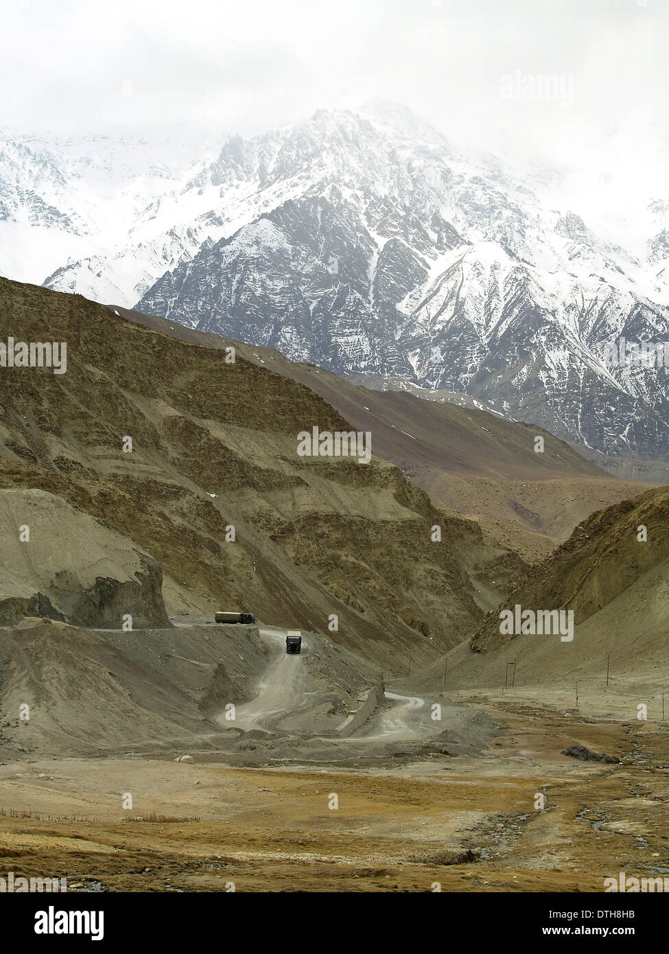 The rough dirt road to Srinagar.Kashmir from Ladakh,India Stock Photo ...
