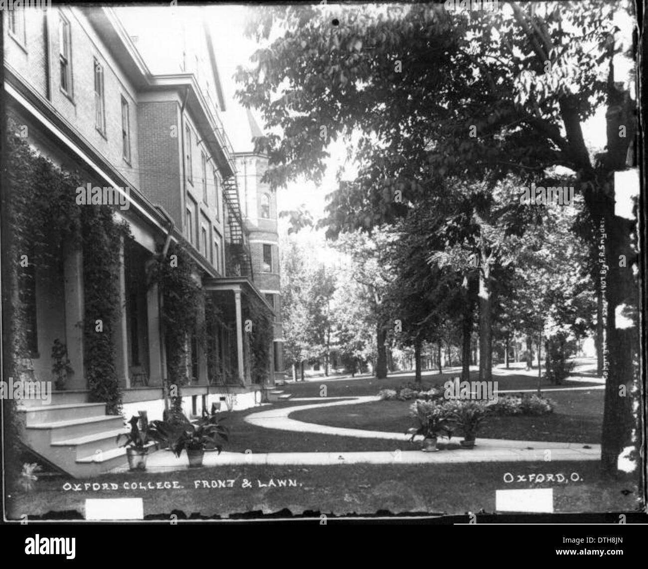 This historical postcard shows the Oxford College Building and its ...