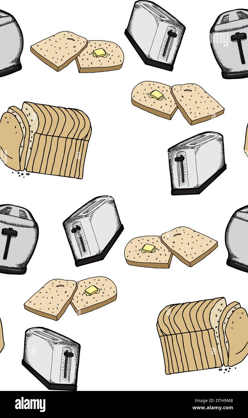Seamless background wallpaper pattern of toast and toasters Stock Photo ...