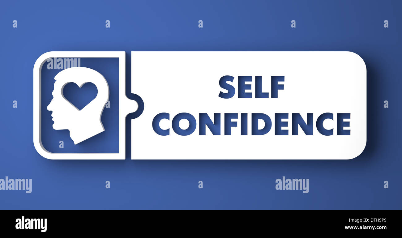 Self Confidence on Blue Background in Flat Design Stock Photo - Alamy