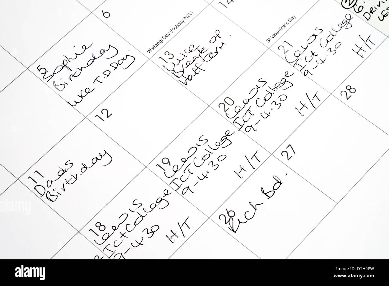 Hand written notes calendar hi-res stock photography and images - Alamy