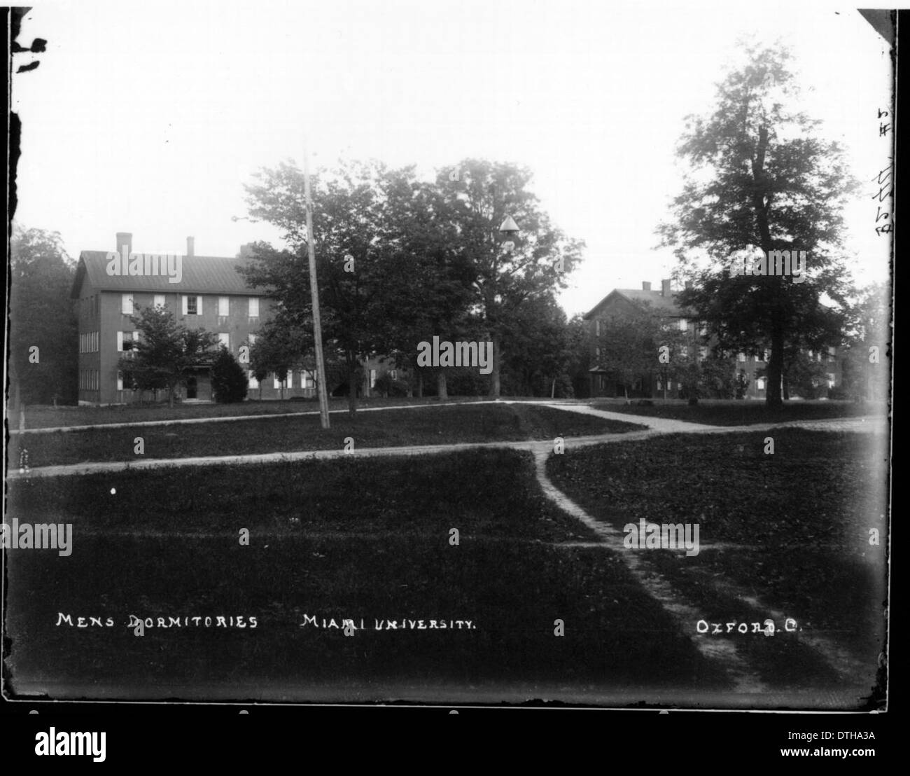 A historical photograph of the men's dormitories at Miami University ...