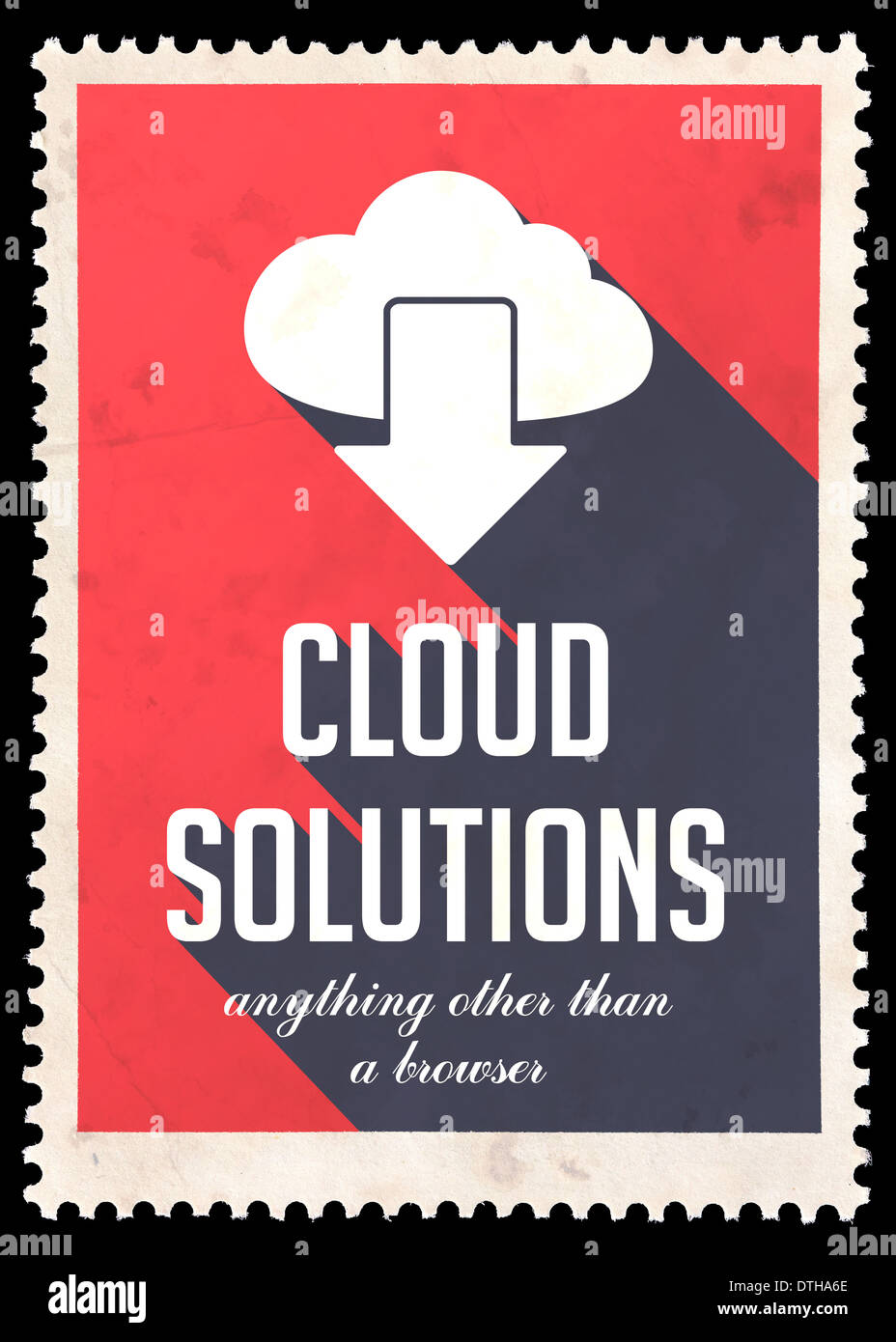 Cloud Solutions on Red in Flat Design Stock Photo - Alamy