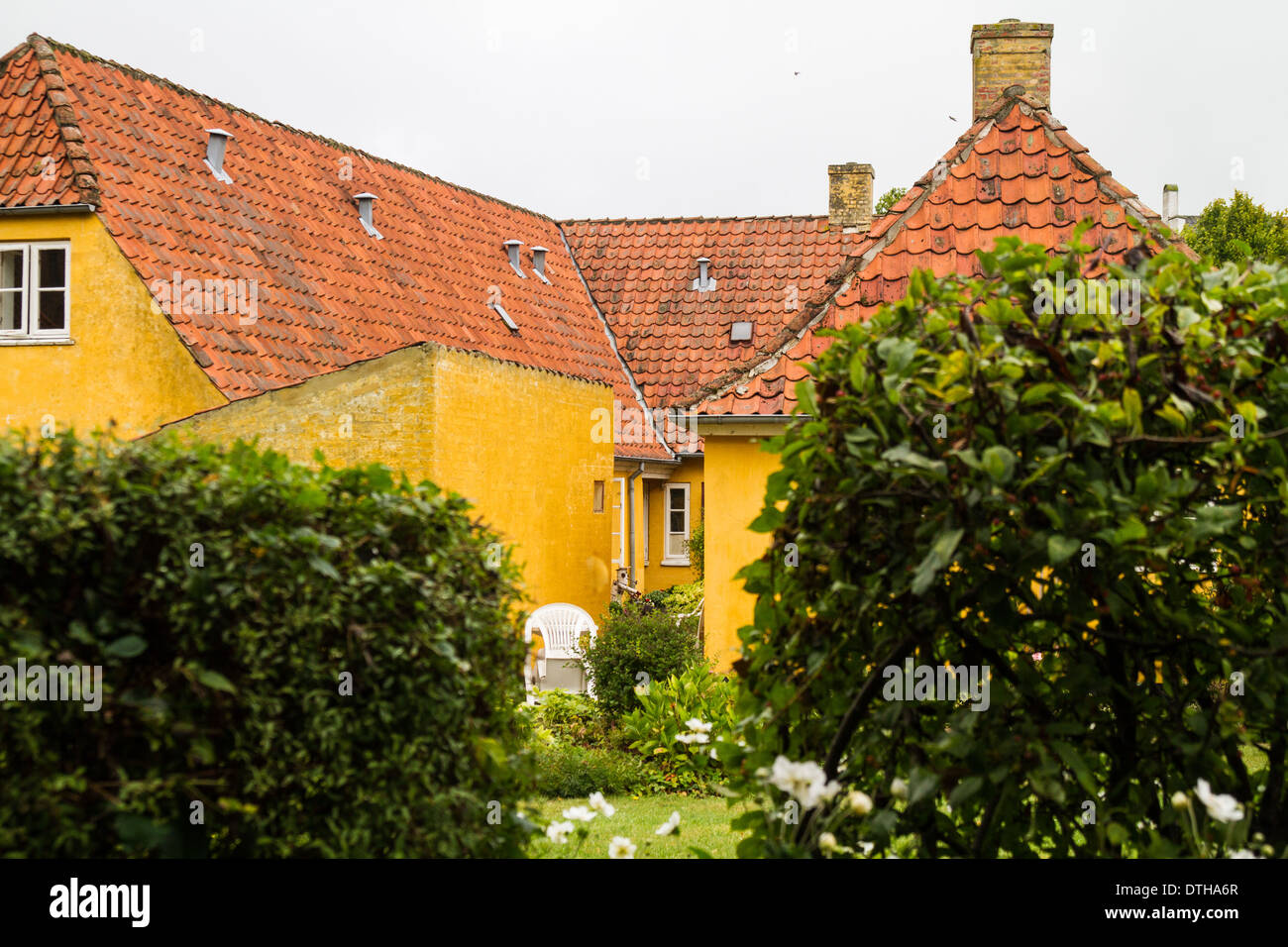 Traditional housing in the historic rural town of Maribo denmark Stock ...