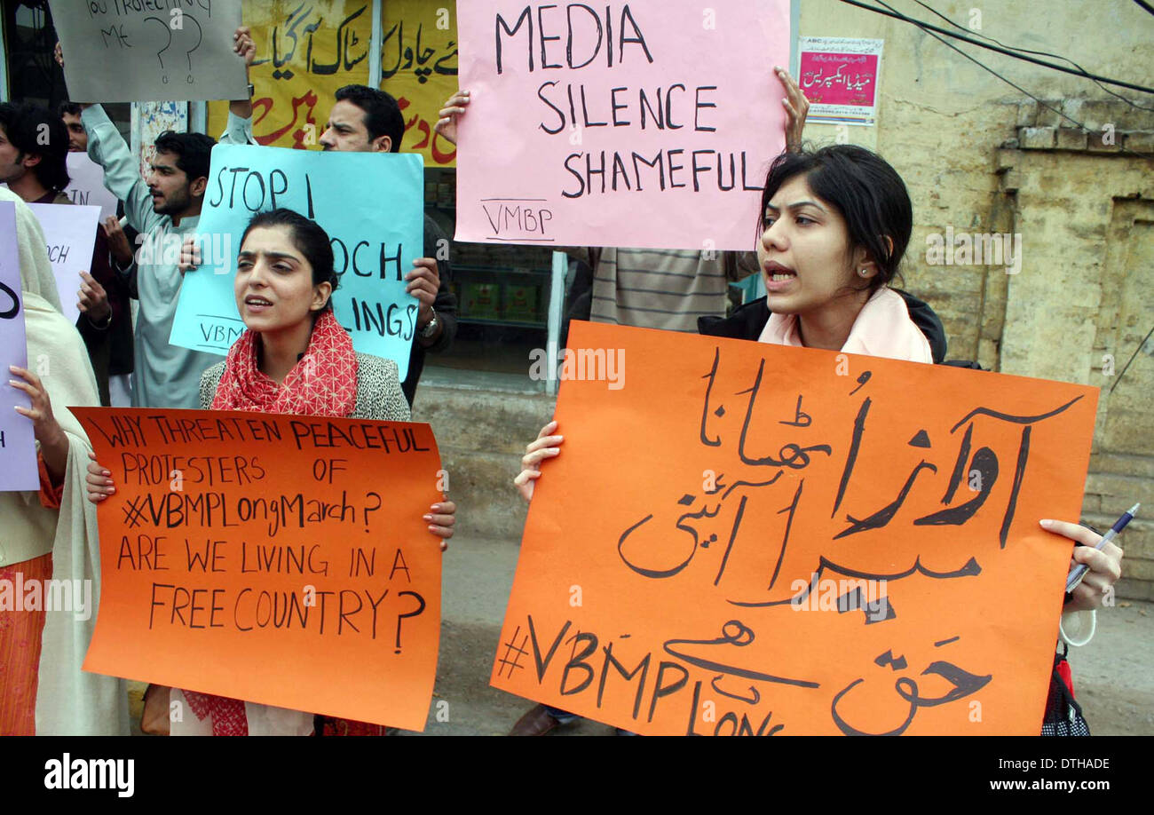 Members of Voice of Missing Baloch People (VMBP) chant slogans against ...