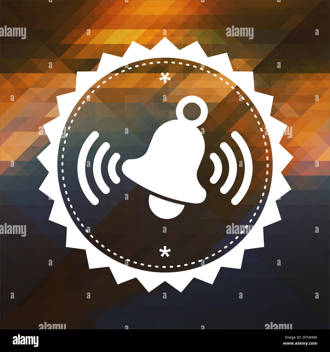 Ringing Bell Icon on Retro Triangle Background Stock Photo - Alamy