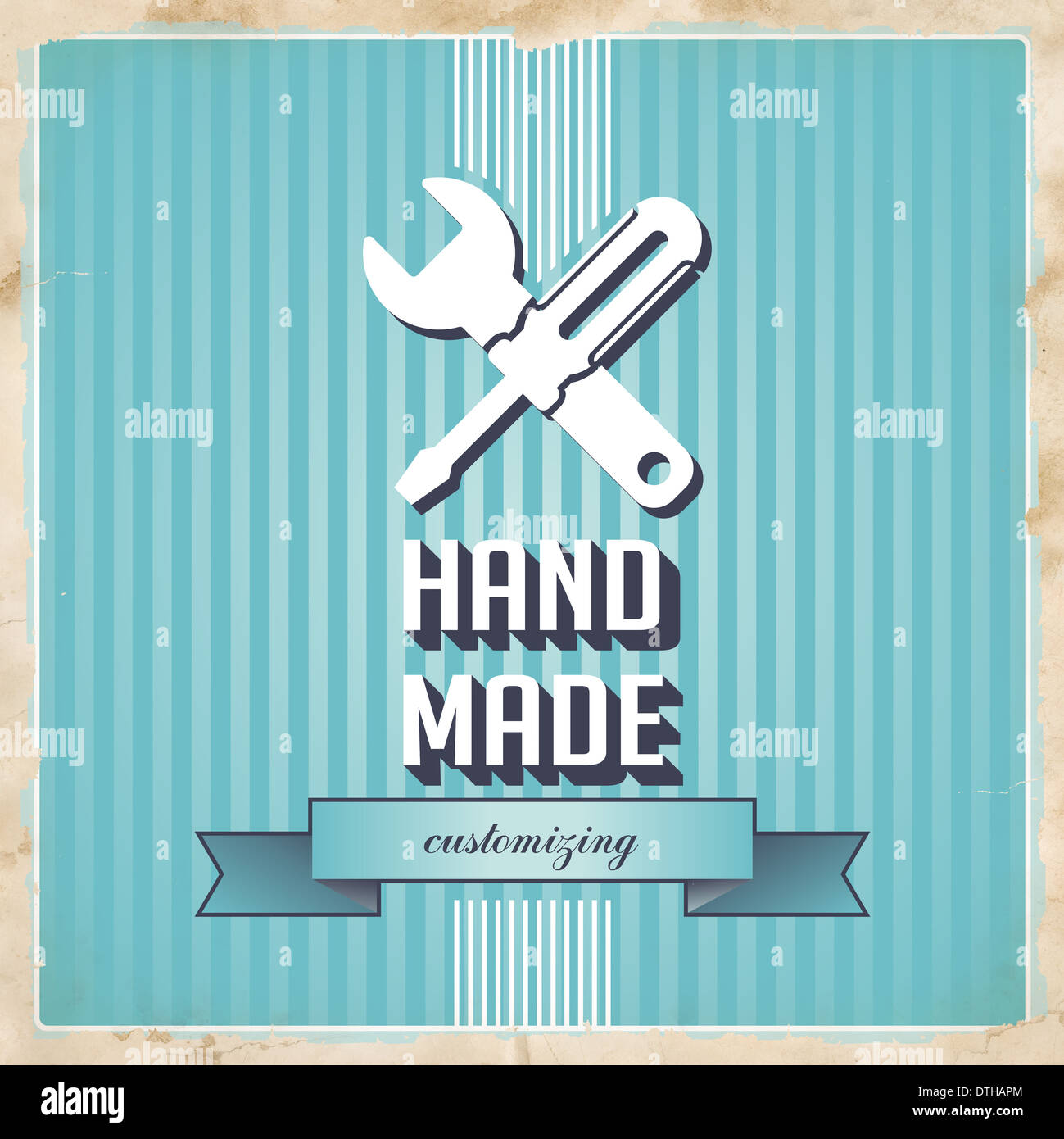 HandMade Concept on Blue in Flat Design Stock Photo - Alamy