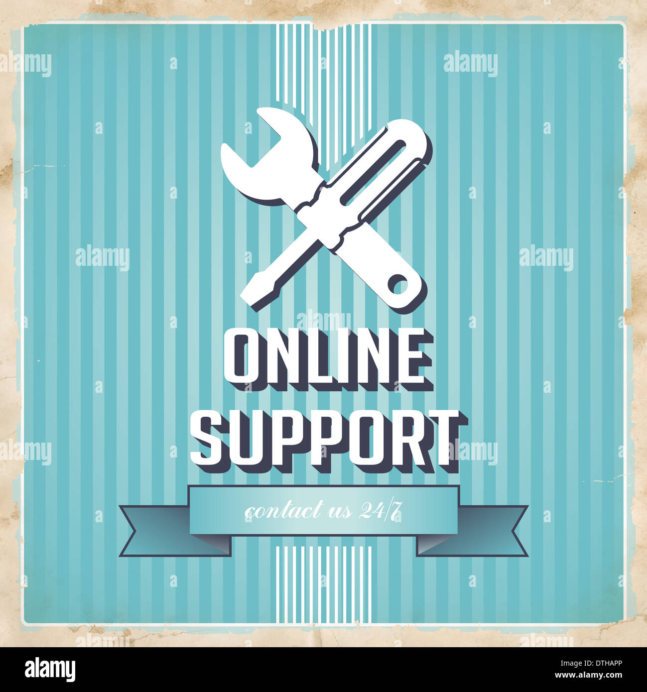 Online Support Concept on Blue in Flat Design Stock Photo - Alamy