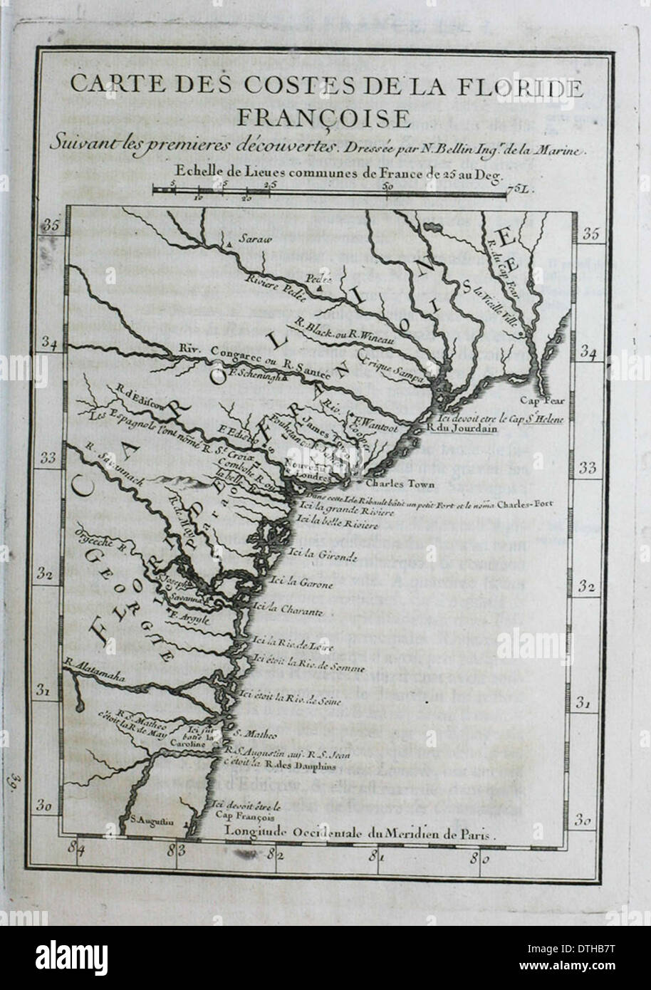 This 18th-century map depicts French Florida, highlighting key ...