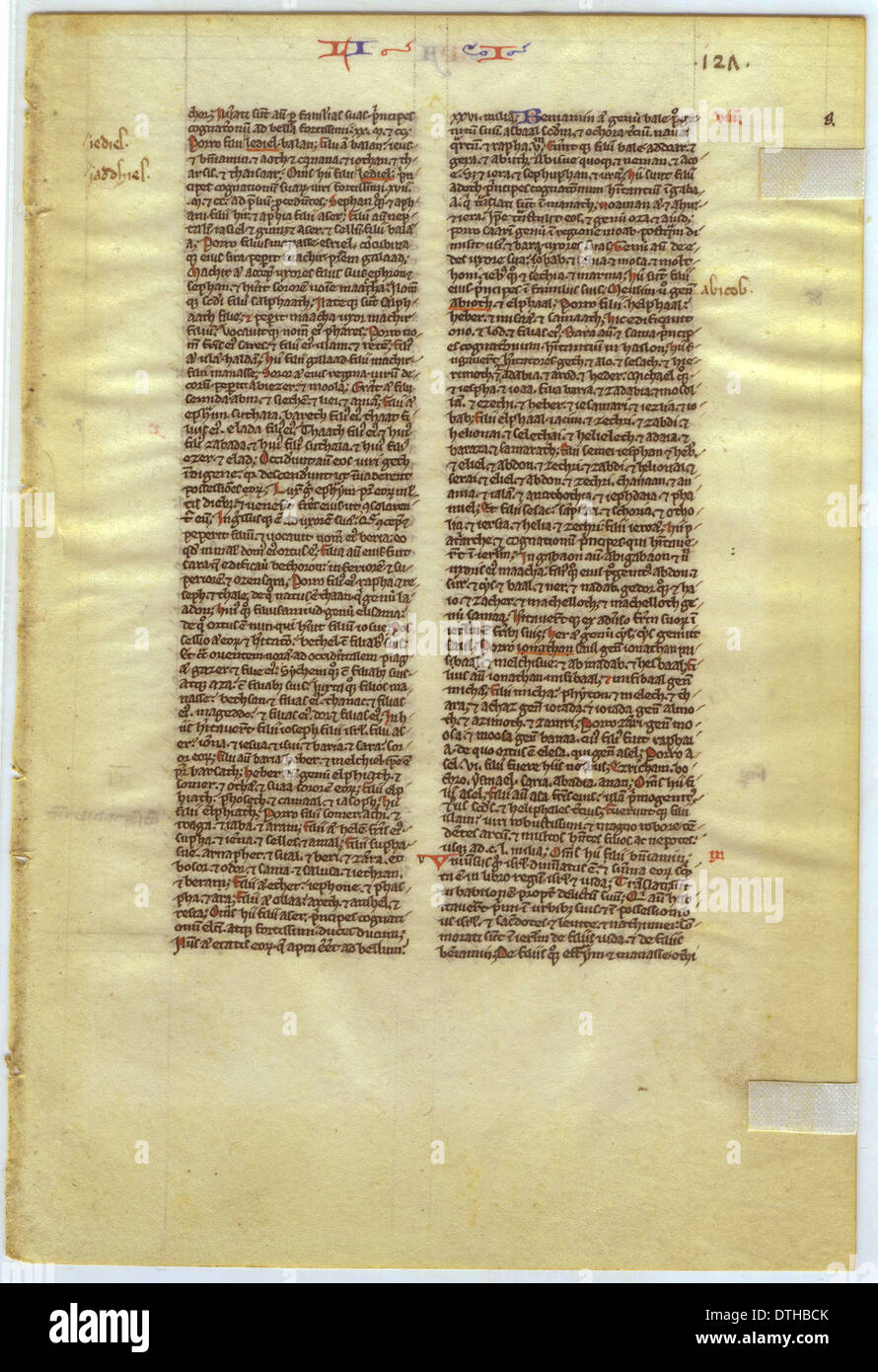 This manuscript leaf features a portion of the biblical Book of ...
