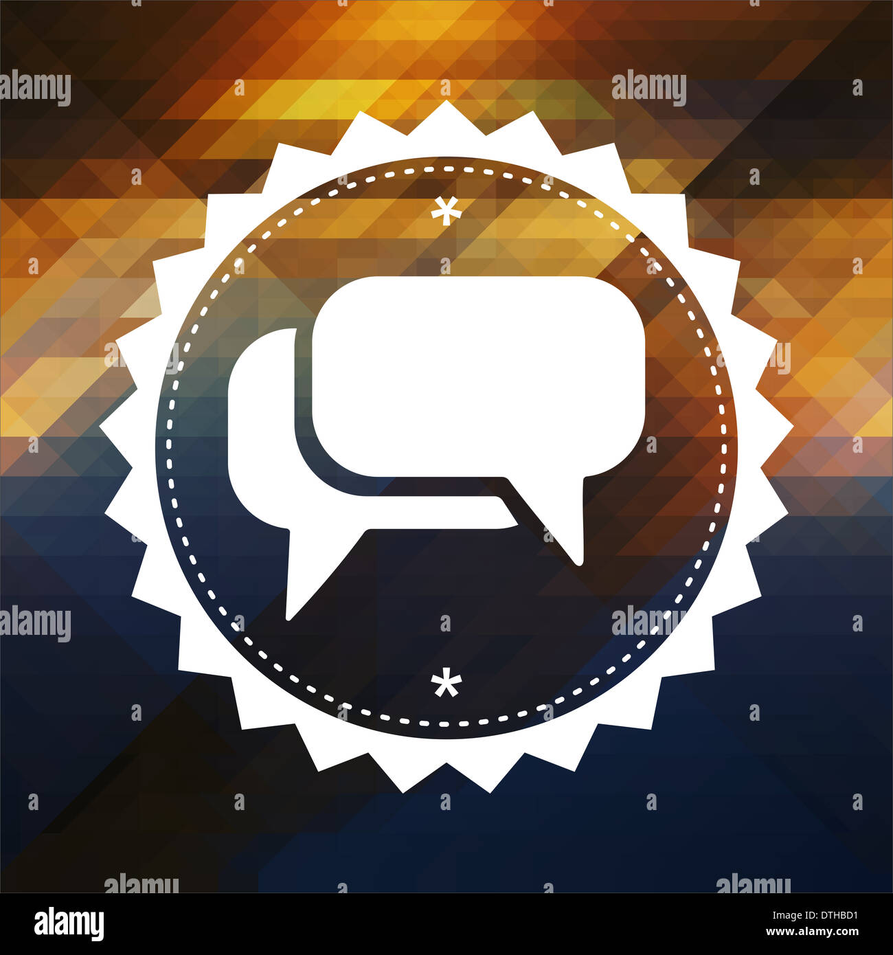 Speech Bubble Icon on Retro Triangle Background Stock Photo - Alamy