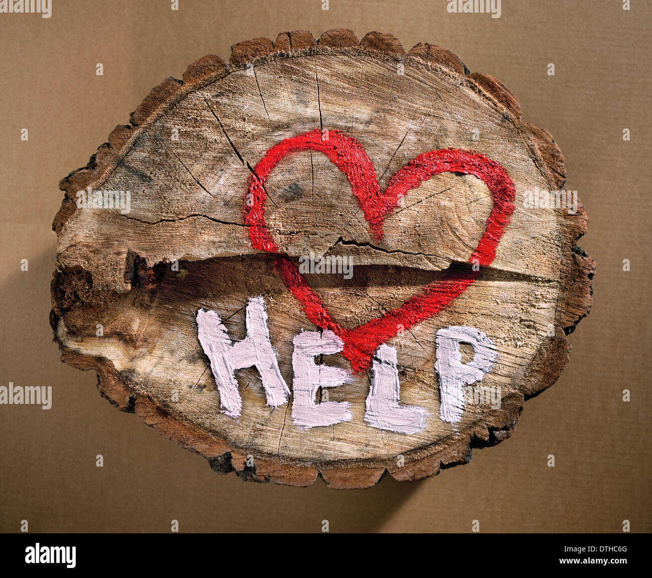 Help to protect nature, stop deforestation. Red heart and the word ...