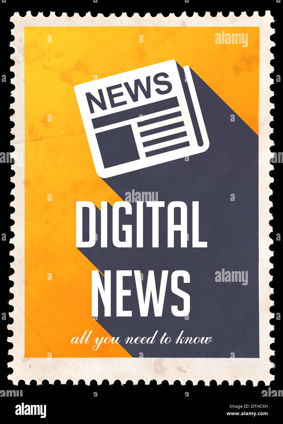 Digital News on Yellow in Flat Design Stock Photo - Alamy