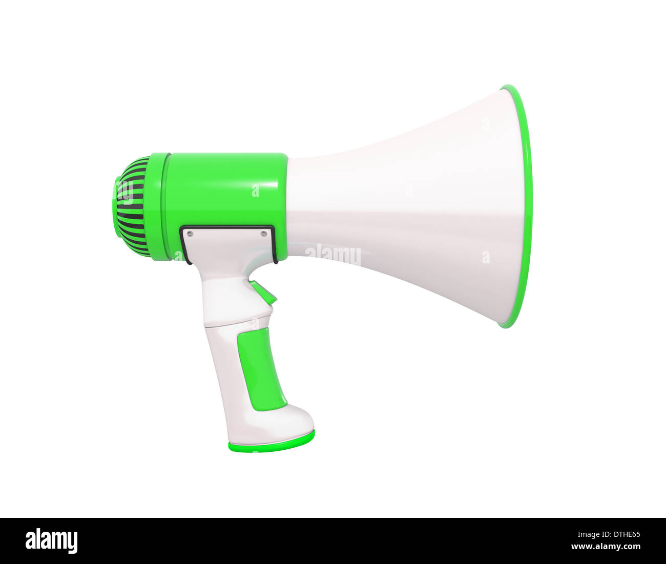 A green Megaphone on a white background, profile Stock Photo - Alamy