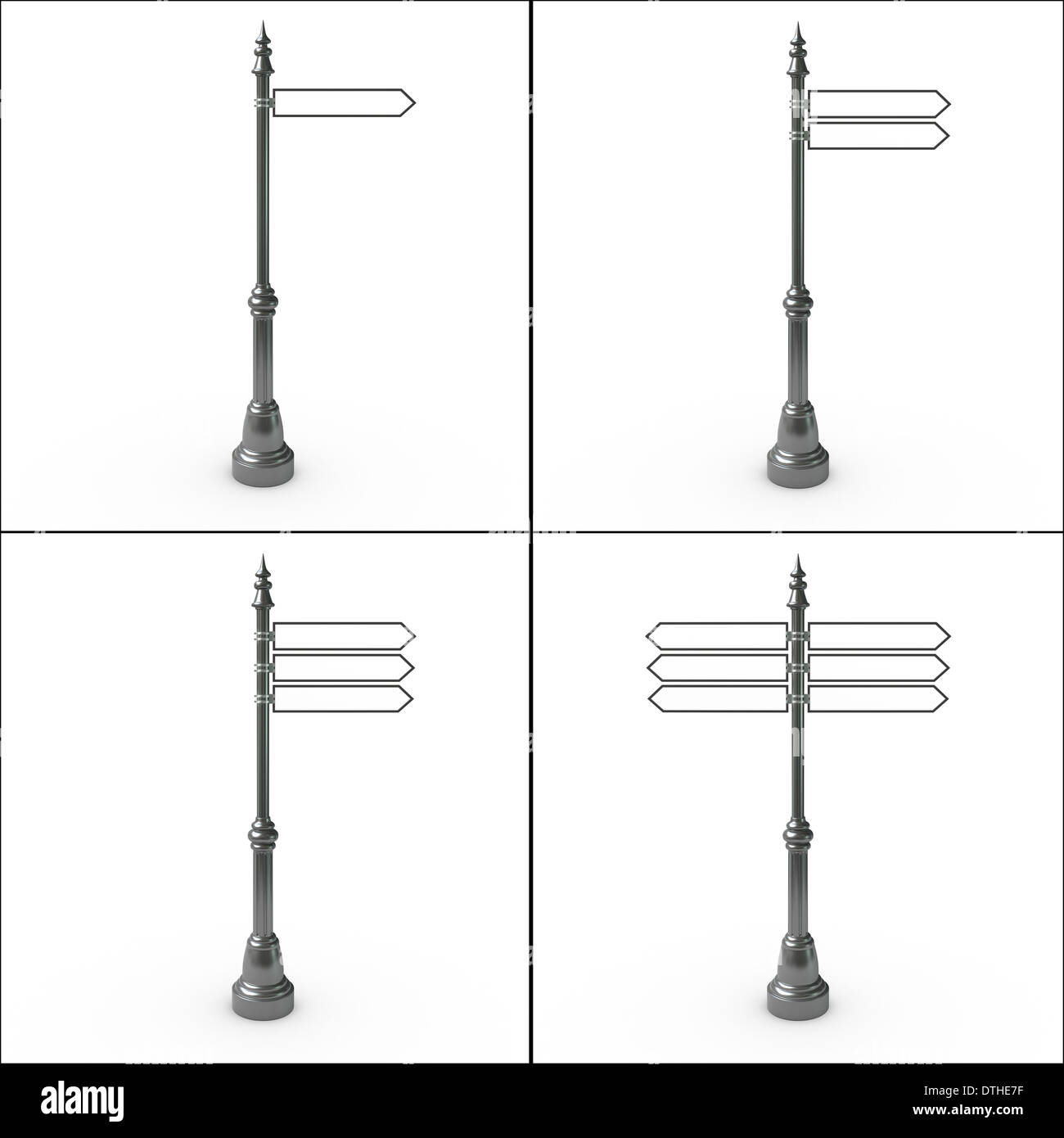 A collection of metal street Sign Posts with different numbers of Signs ...