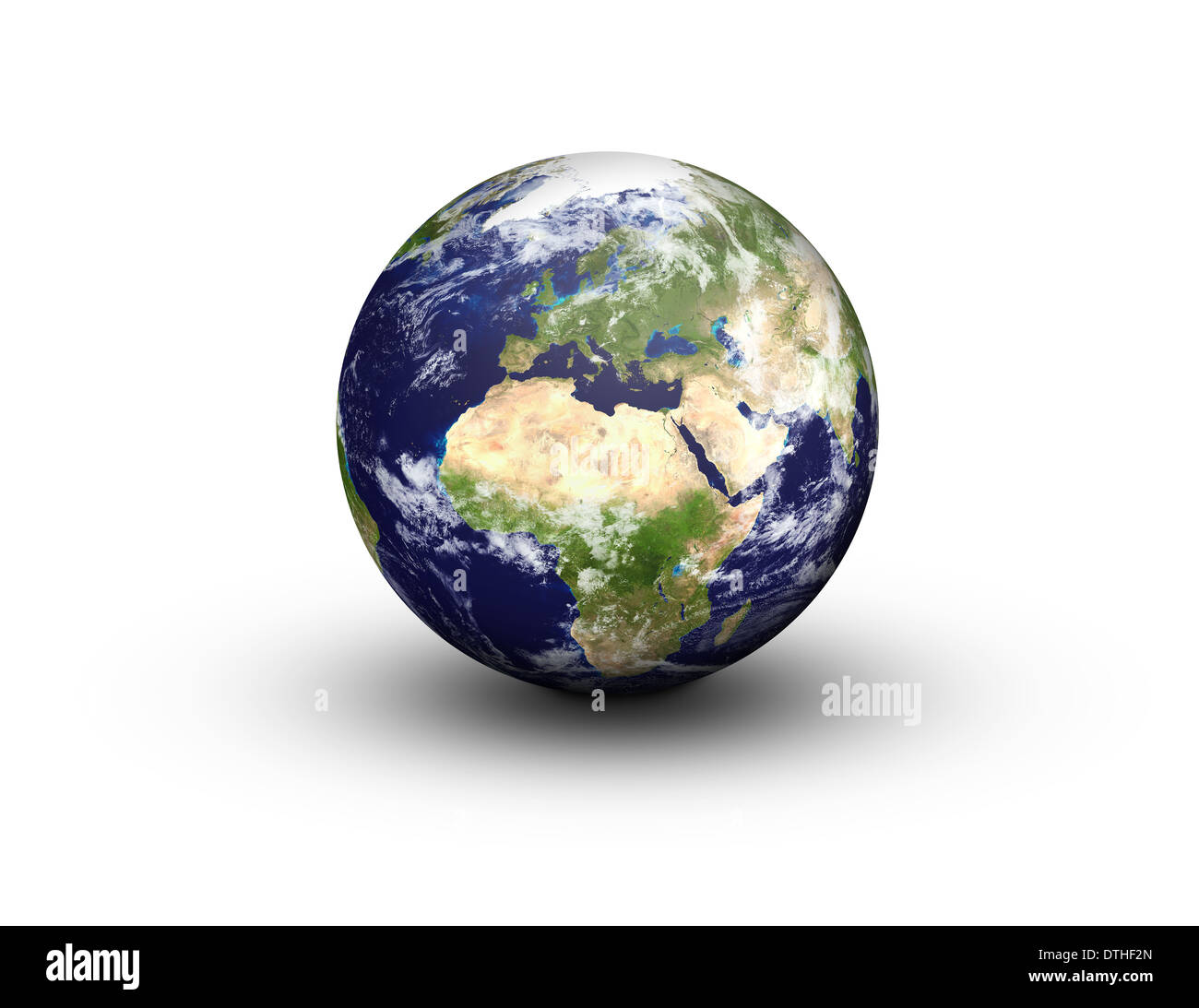 Earth Globe in 3D in high resolution showing Europe and Africa ...