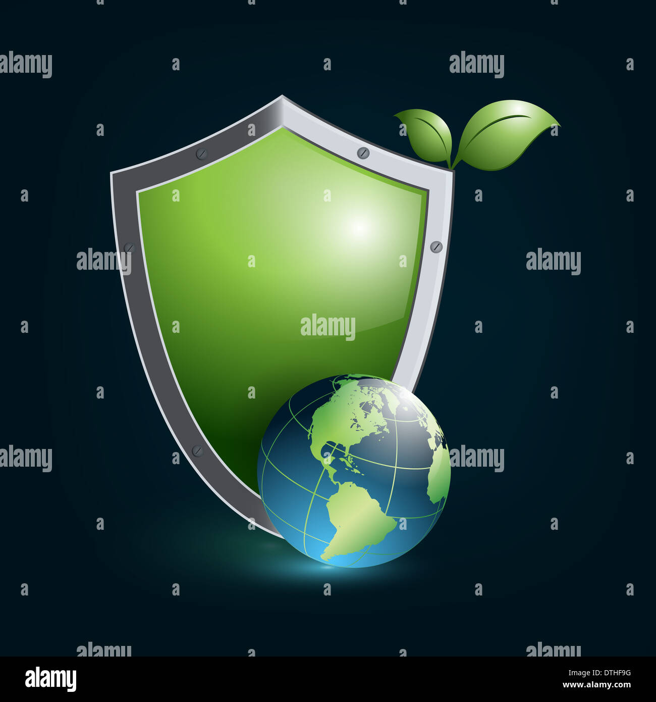 environmental concept with globe and shield Stock Photo - Alamy