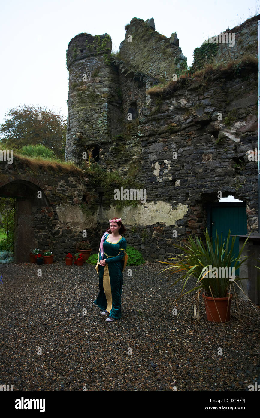 Girl outside of castle Stock Photo - Alamy